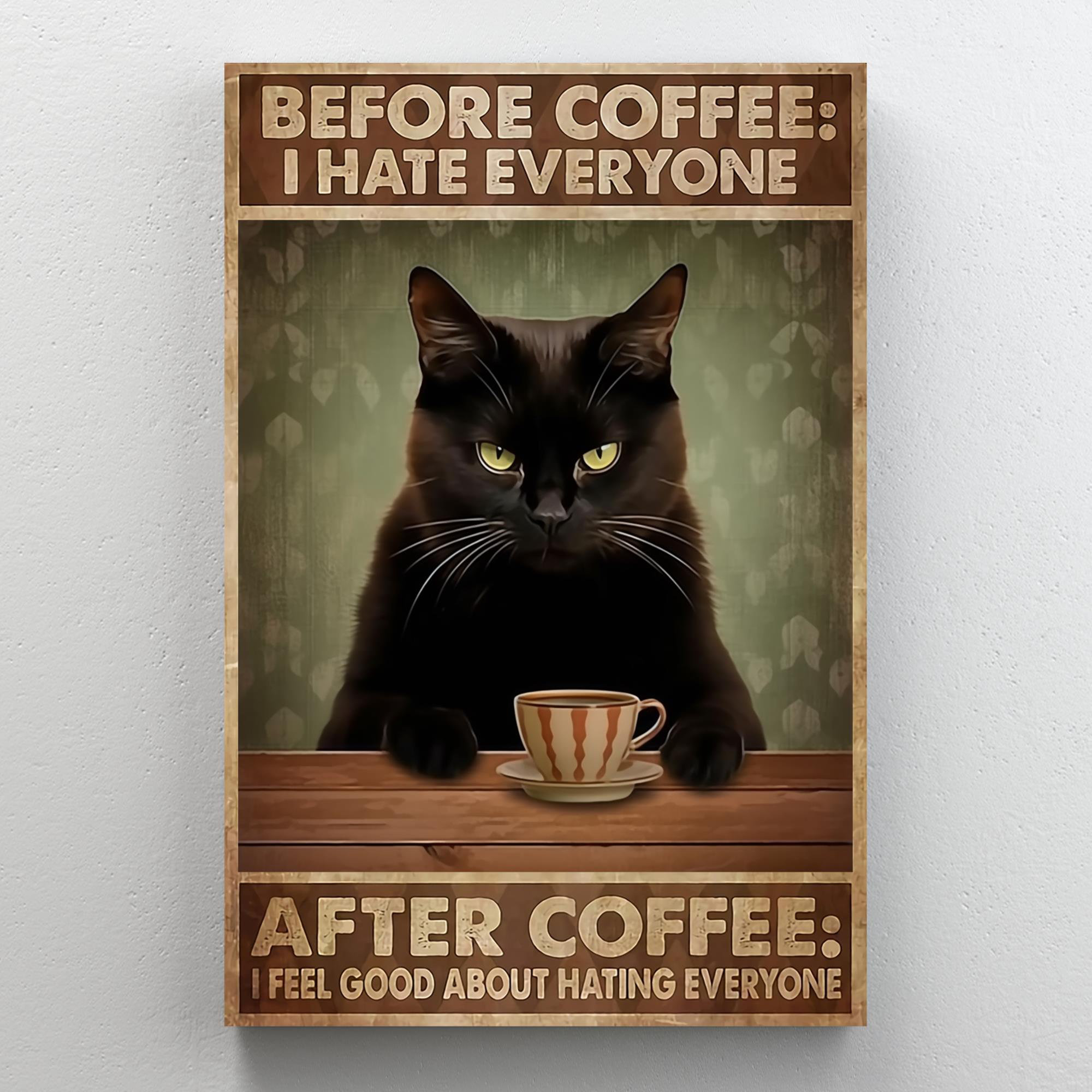 Trinx Black Cat Before Coffee On Canvas Graphic Art - Wayfair Canada