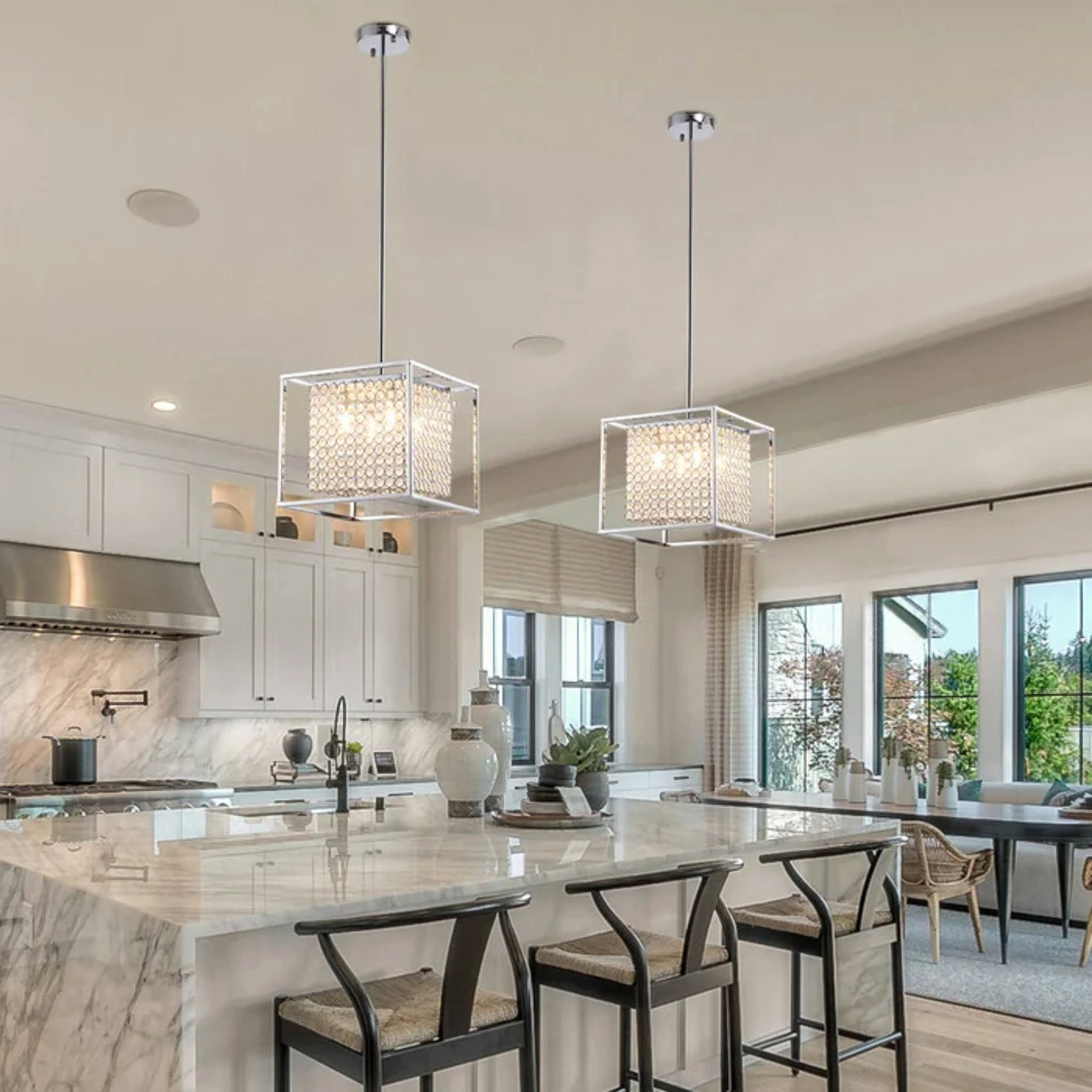 Everly Quinn Medinger 4 - Light 12-Inches Square Metal Pendant with ...