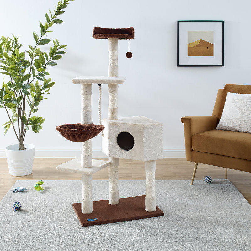 Sam's Pets Sam 54" White and Brown Cat Tree | Wayfair