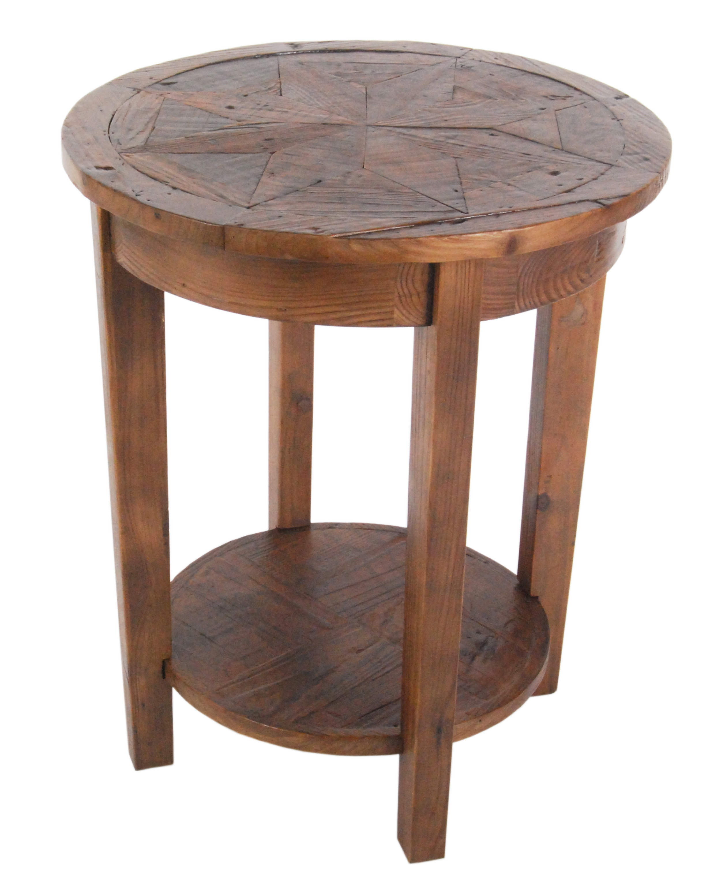 Birch Lane™ Inola Wide Rustic Industrial Antique Wooden Round End Table ...