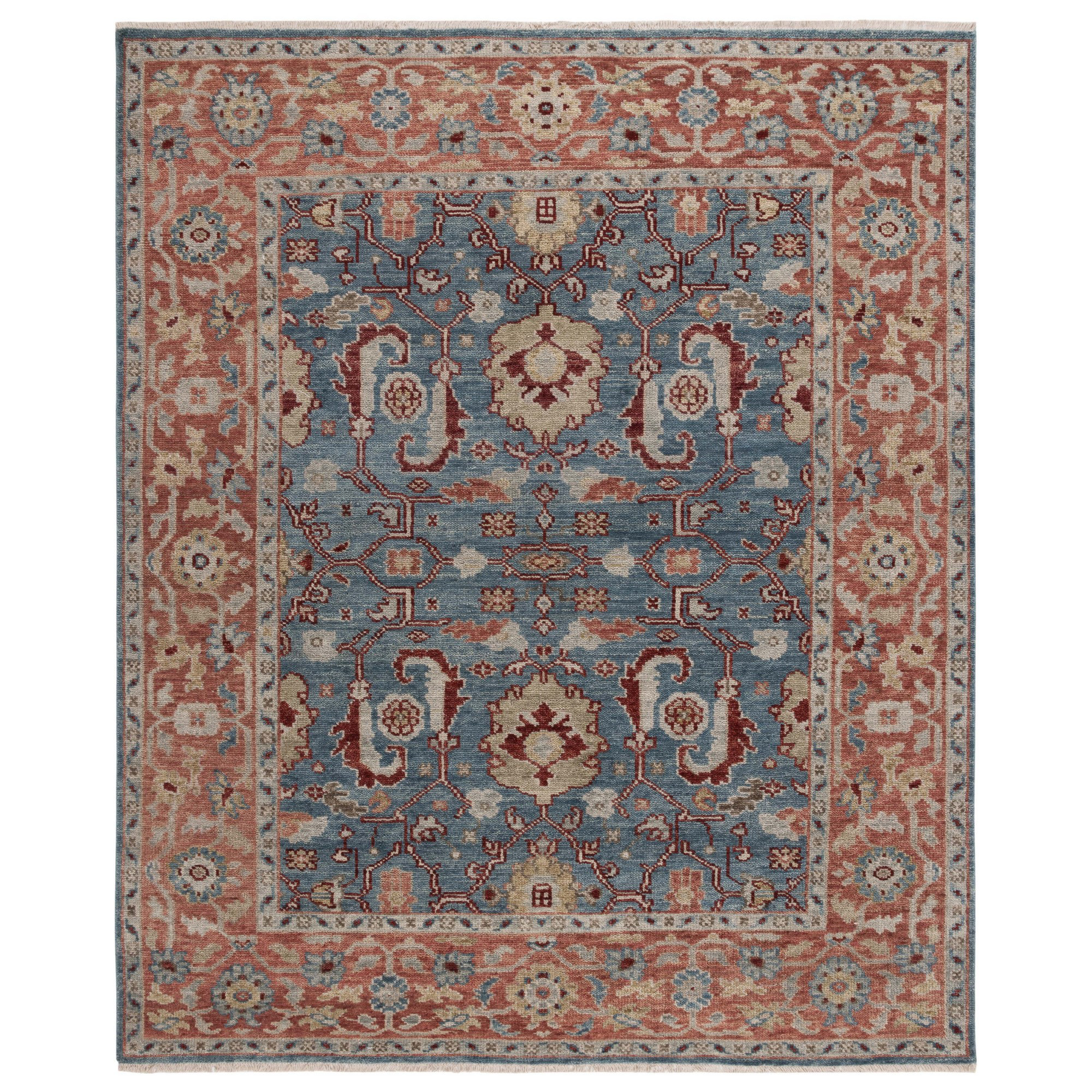 Safavieh Rectangle Hand Knotted Wool/Cotton Oriental Rug in Turquoise ...