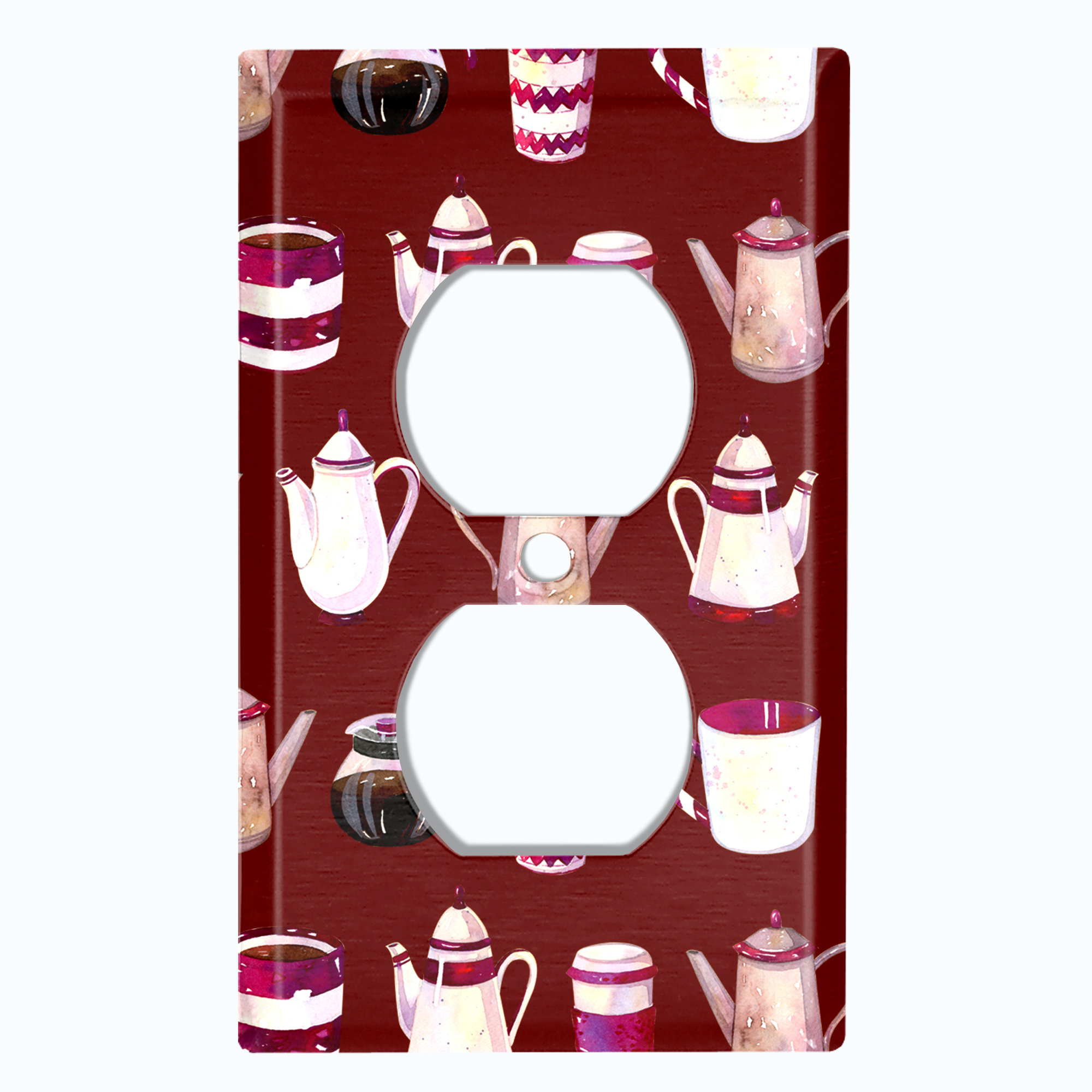 WorldAcc Coffee Espresso Maker Maroon 1-Gang Duplex Outlet Wall Plate ...