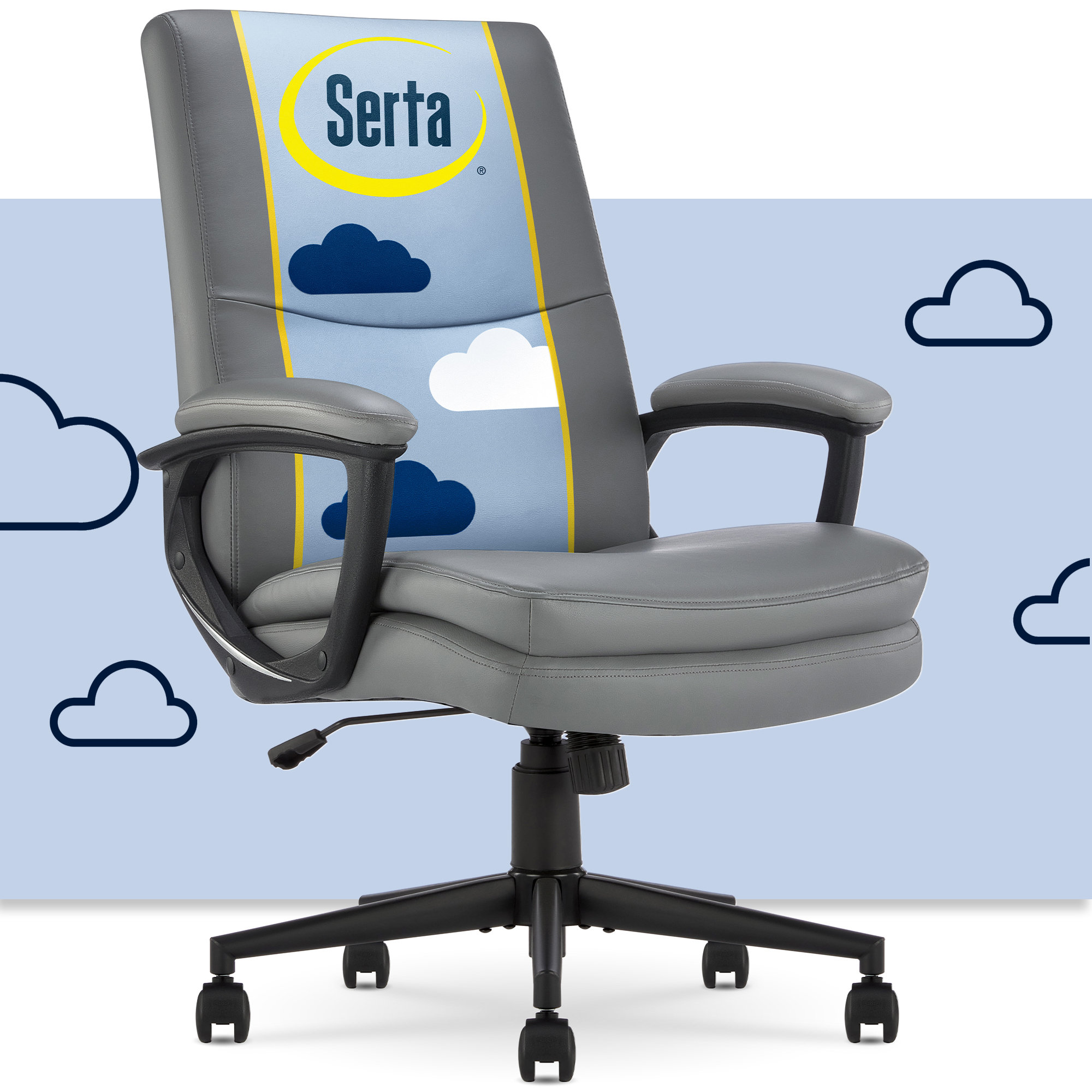 Serta Comfort Modern Executive Office Chair, Ergonomic Mid-Back, Semi ...