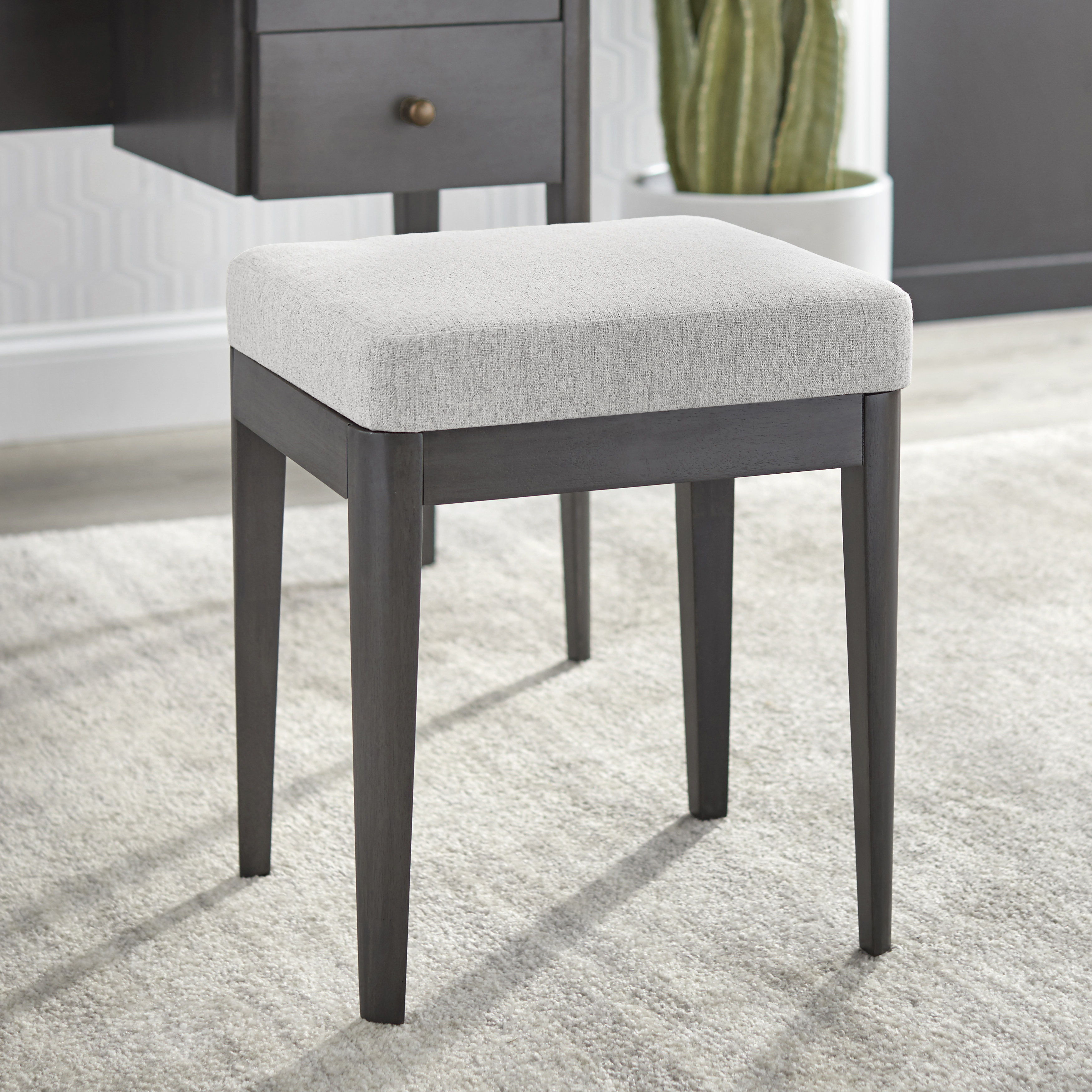 Gracie Oaks Solid Wood Vanity Stool & Reviews | Wayfair