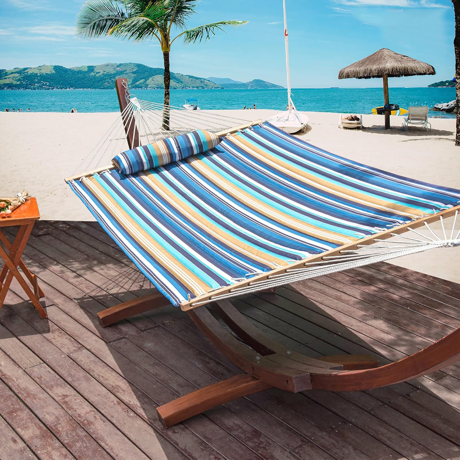 Arlmont & Co. Hammocks 12 FT Quilted Fabric Double Hammock with ...