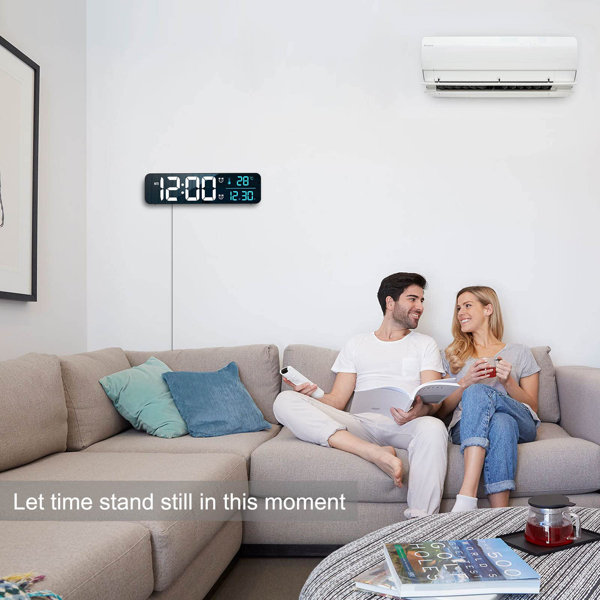 Ivy Bronx Digital Clock, Large Display Digital Clock, Wired Black ...