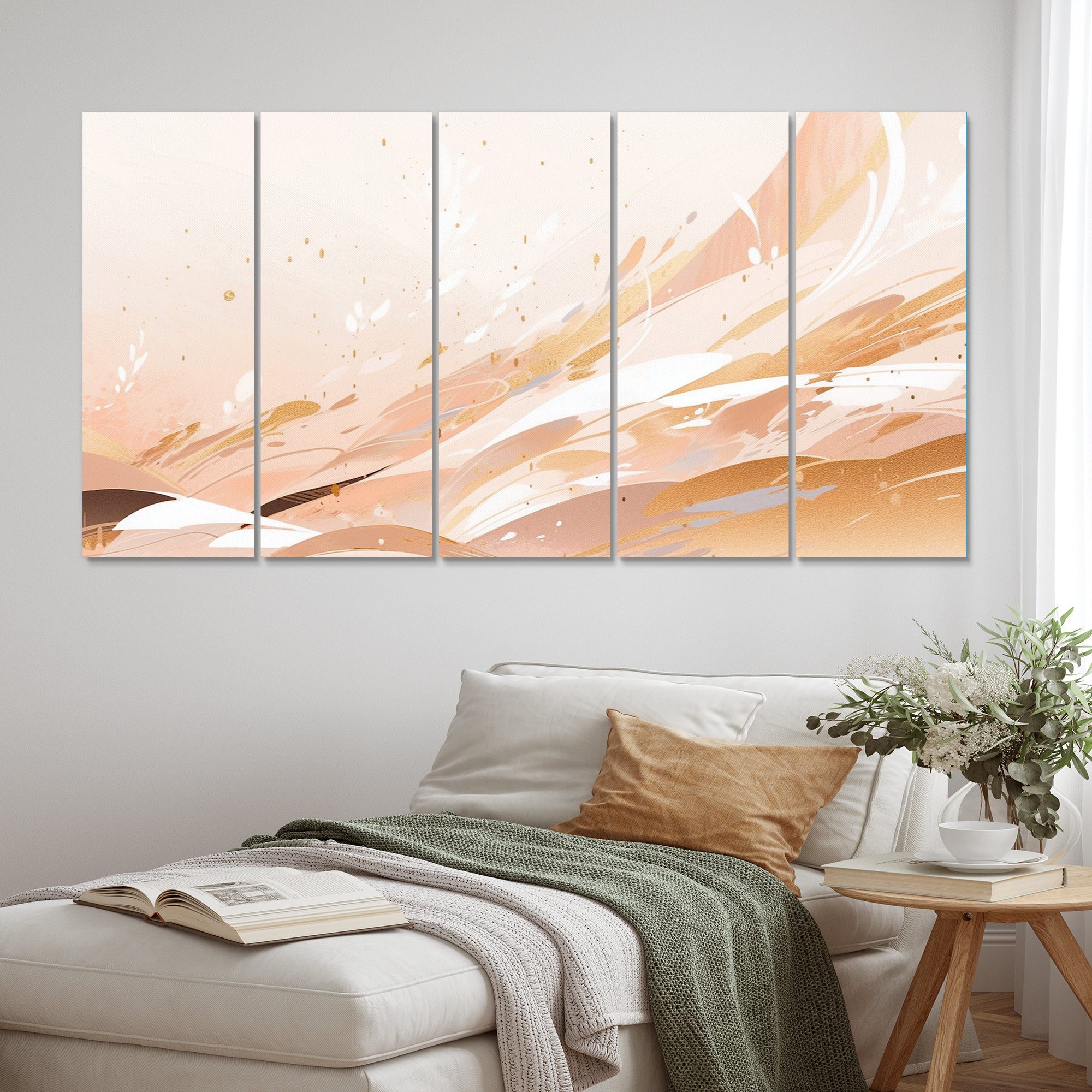 Ivy Bronx Beige Symmetrical Abstract - Cubism Canvas Print - 5 Equal ...