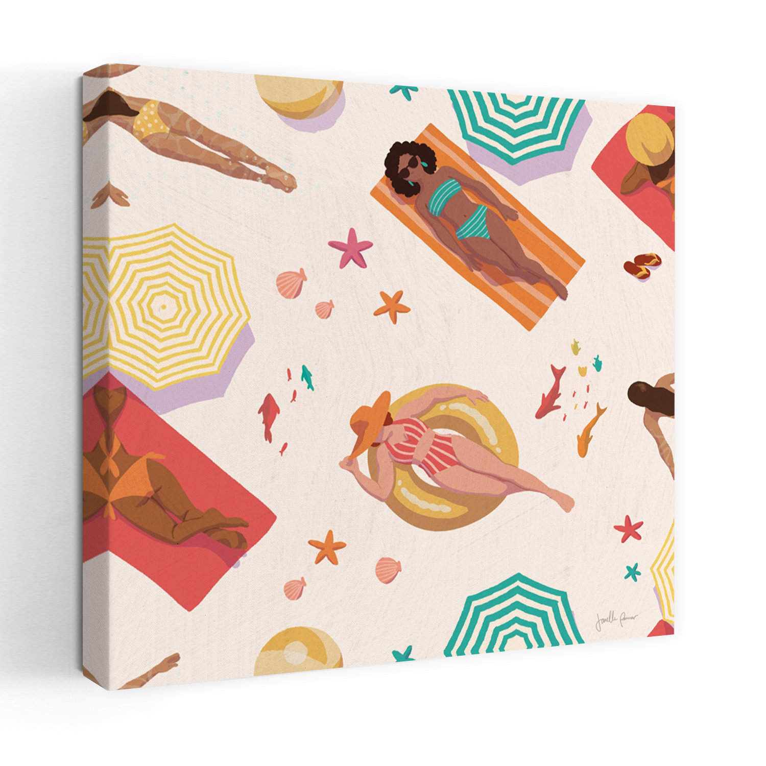 Rosecliff Heights Beach Babes Pattern Ia Starfish Fish Beach Summer Art ...