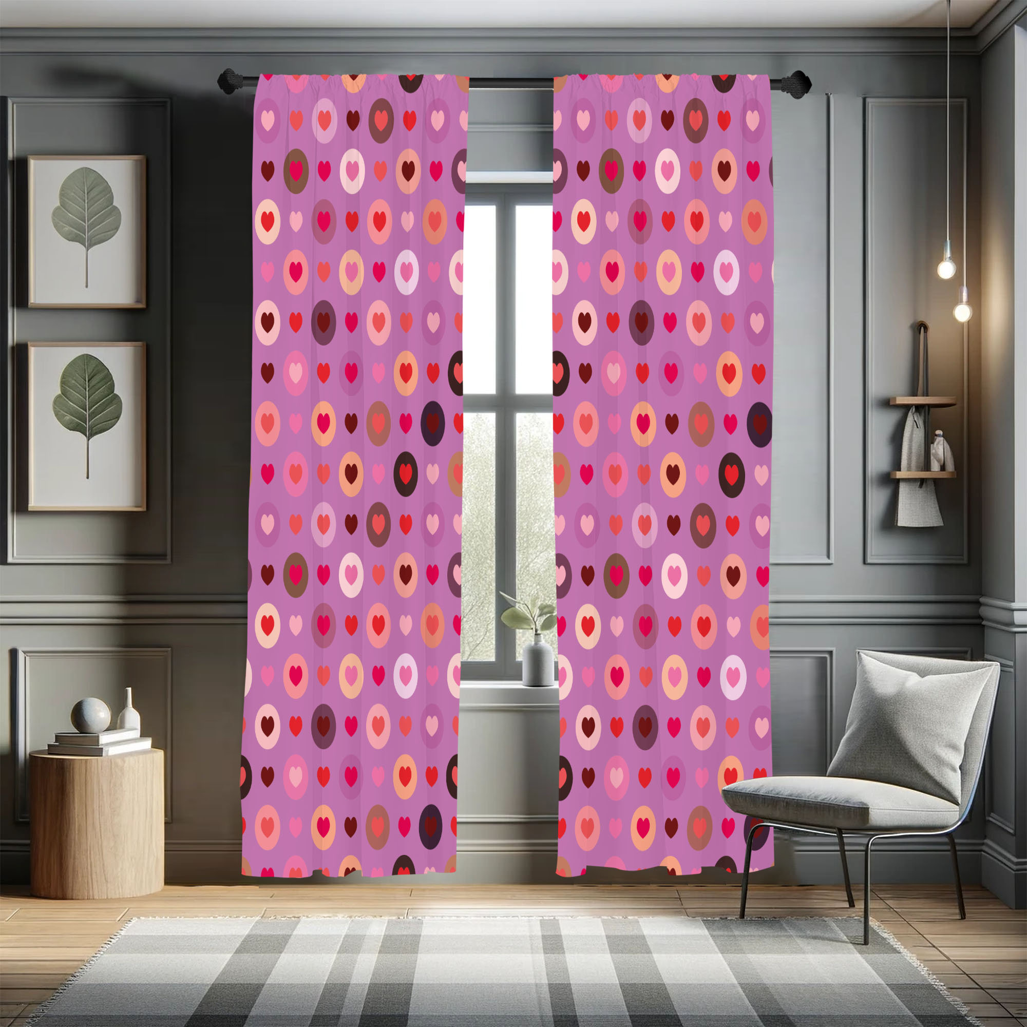 Ebern Designs Abstract Curtains, Valentine Romance Love, Pair of 28 ...