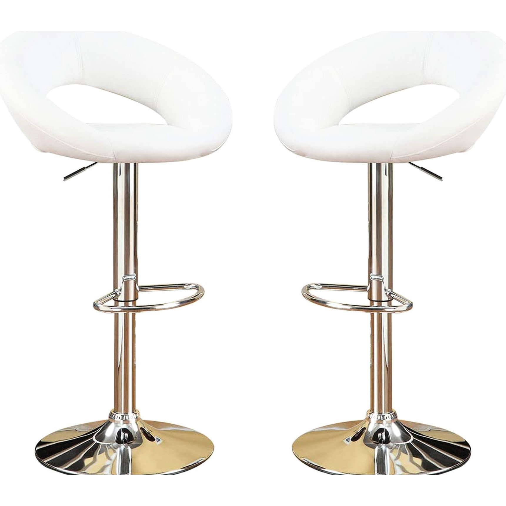 Mercer41 2pcs Adjustable Height Chairs With Faux Leather Cushioned ...