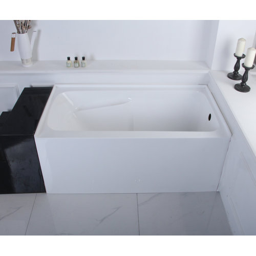 Kingston Brass Aqua Eden Acrylic Rectangular 3-Wall Alcove Tub with Arm ...