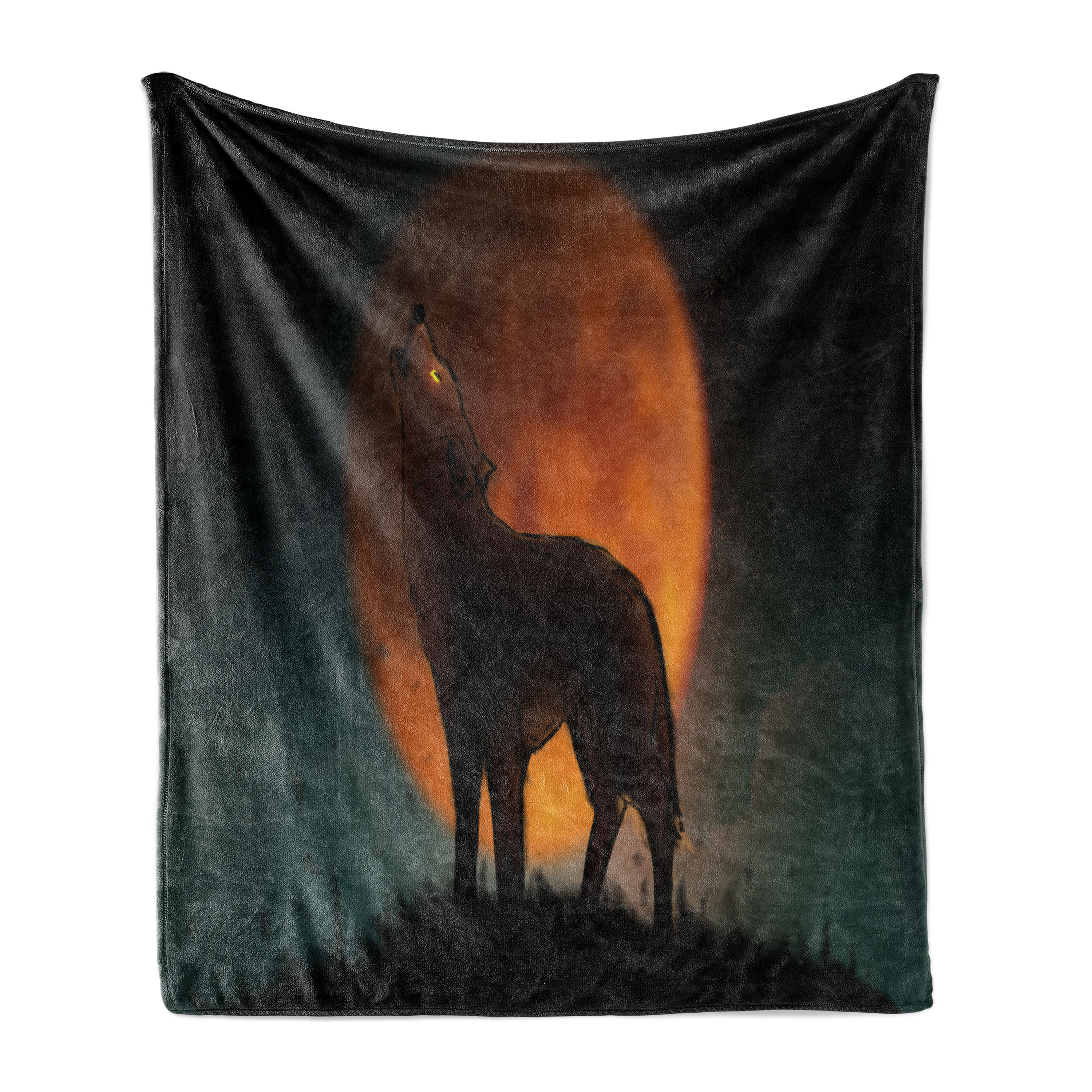 Ambesonne Wolf Fleece Throw Blanket Animal Howling in the Wild Charcoal ...