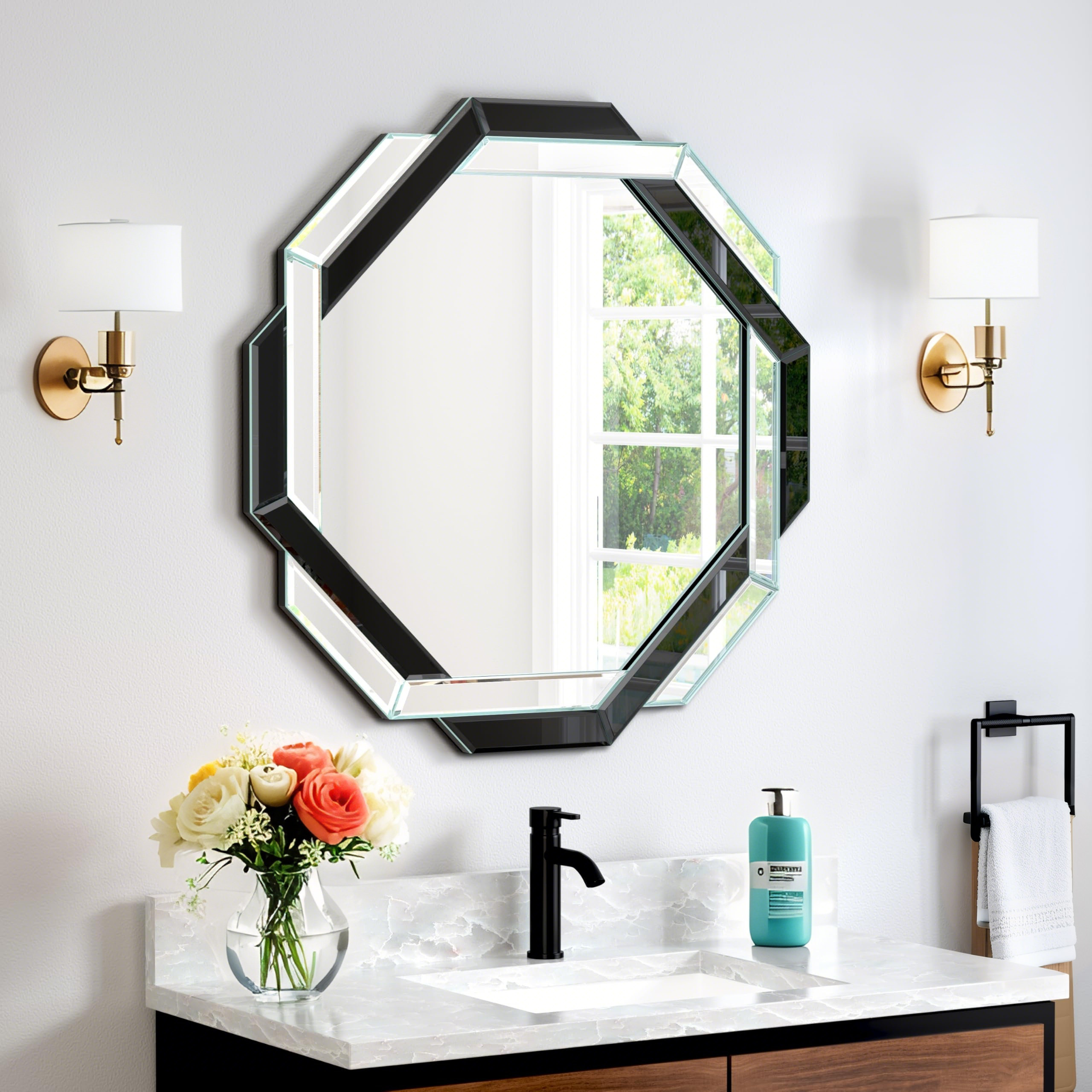 Mercer41 24"X24" Frameless Beveled Square Bathroom Mirror – 4MM ...