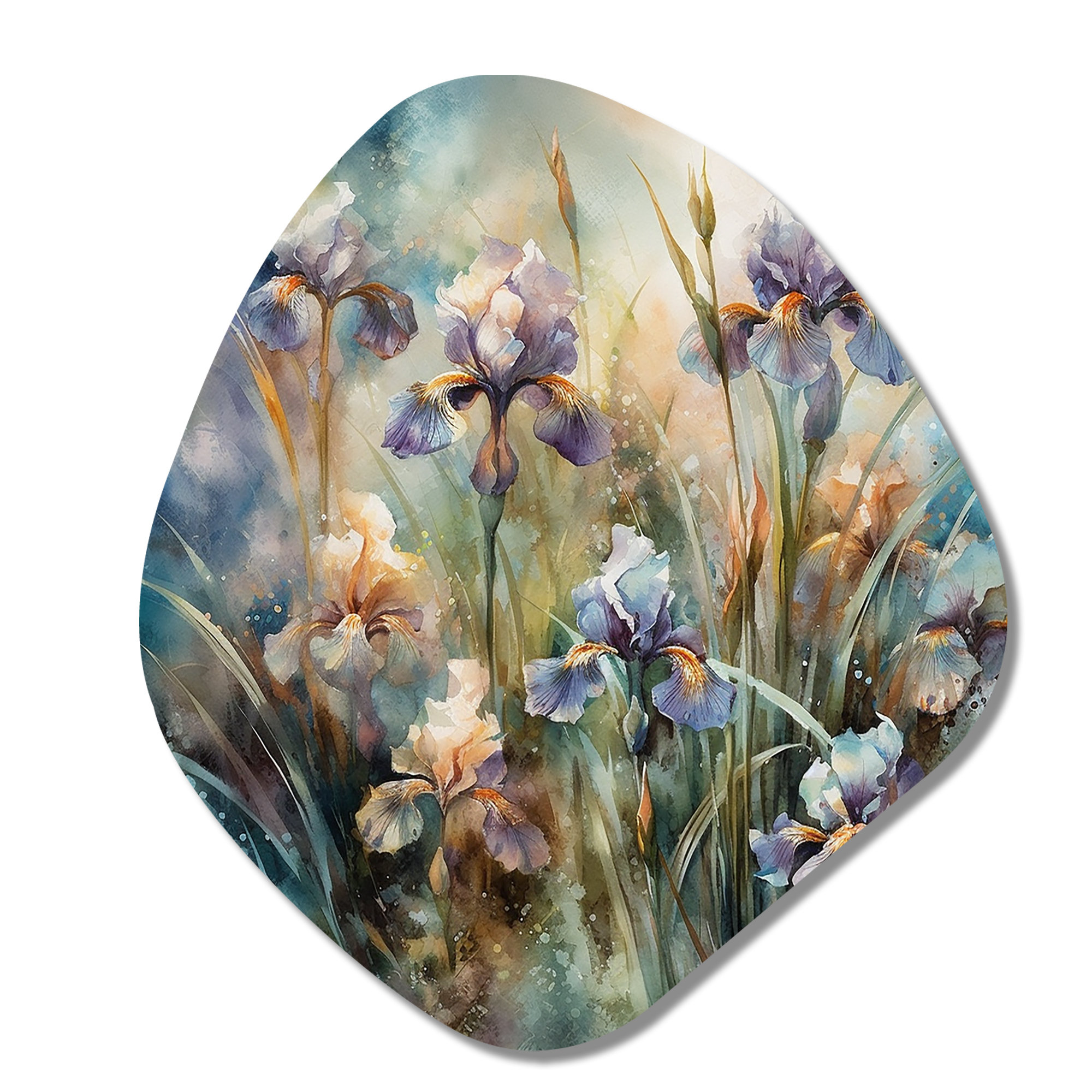Design Art Purple Green Wild Iri S I - Irregular Shape Irises Metal ...