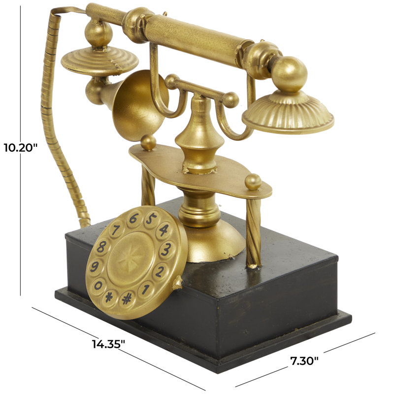 Rosdorf Park Metal Telephone Gold Decorative Sculpture & Reviews | Wayfair