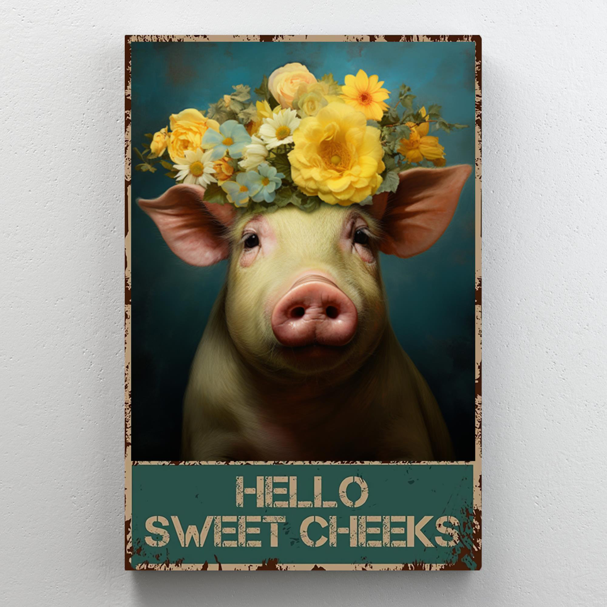 Trinx Pig Hello Sweet Cheeks 1 On Canvas Graphic Art | Wayfair
