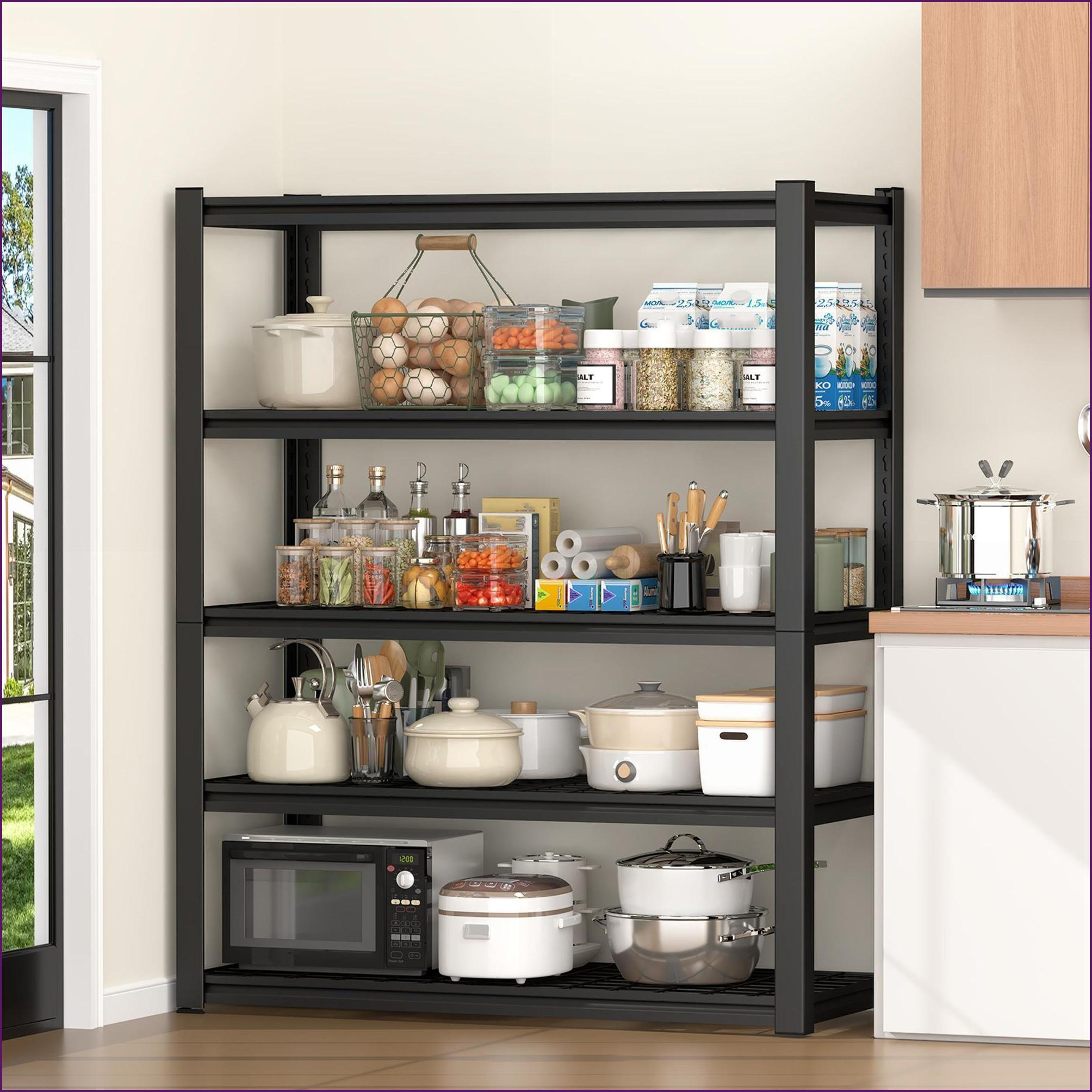 Latitude Run® Garage Storage Rack 59 Inches Heavy-Duty Steel 5-Layer ...