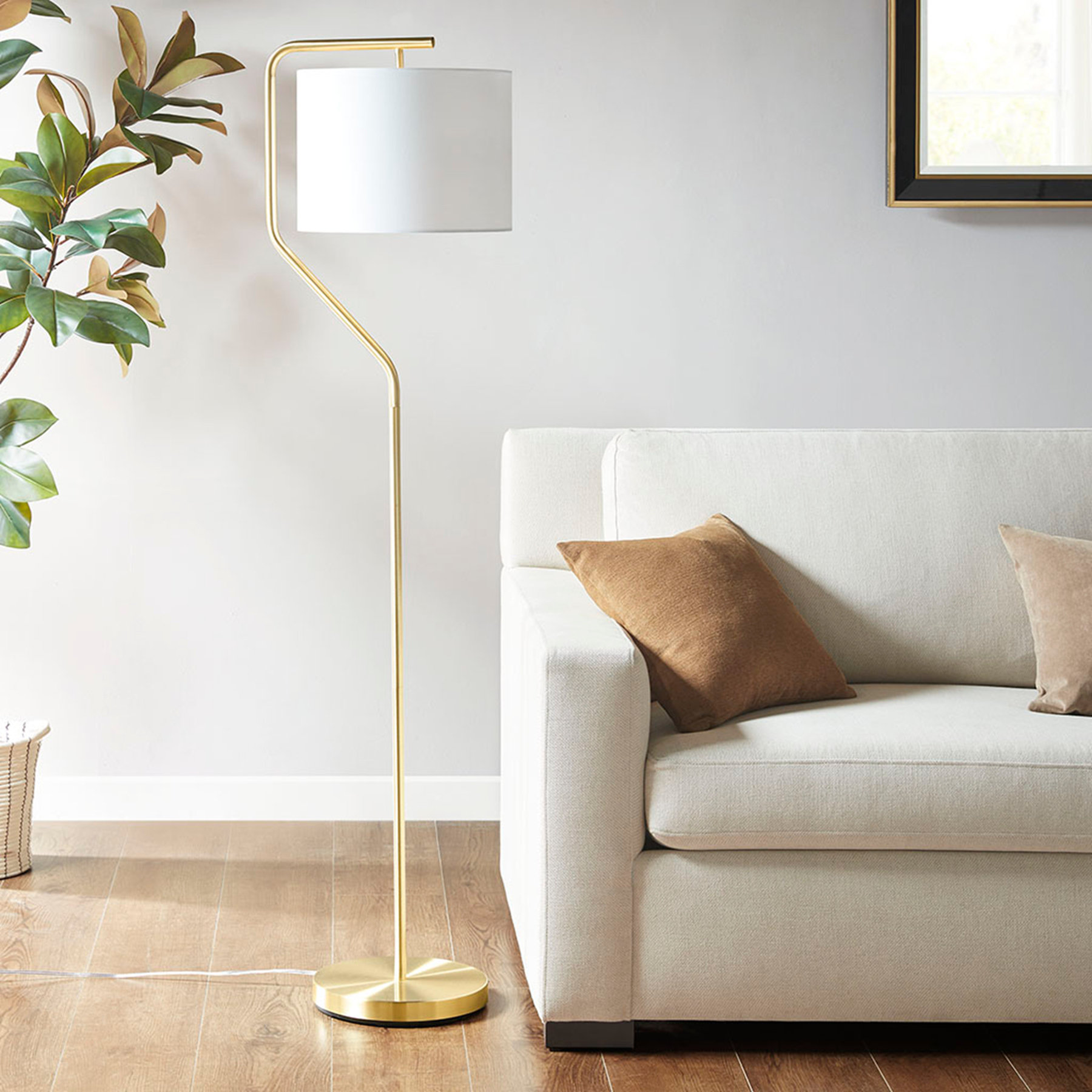Everly Quinn Angular Arched Metal Floor Lamp | Wayfair