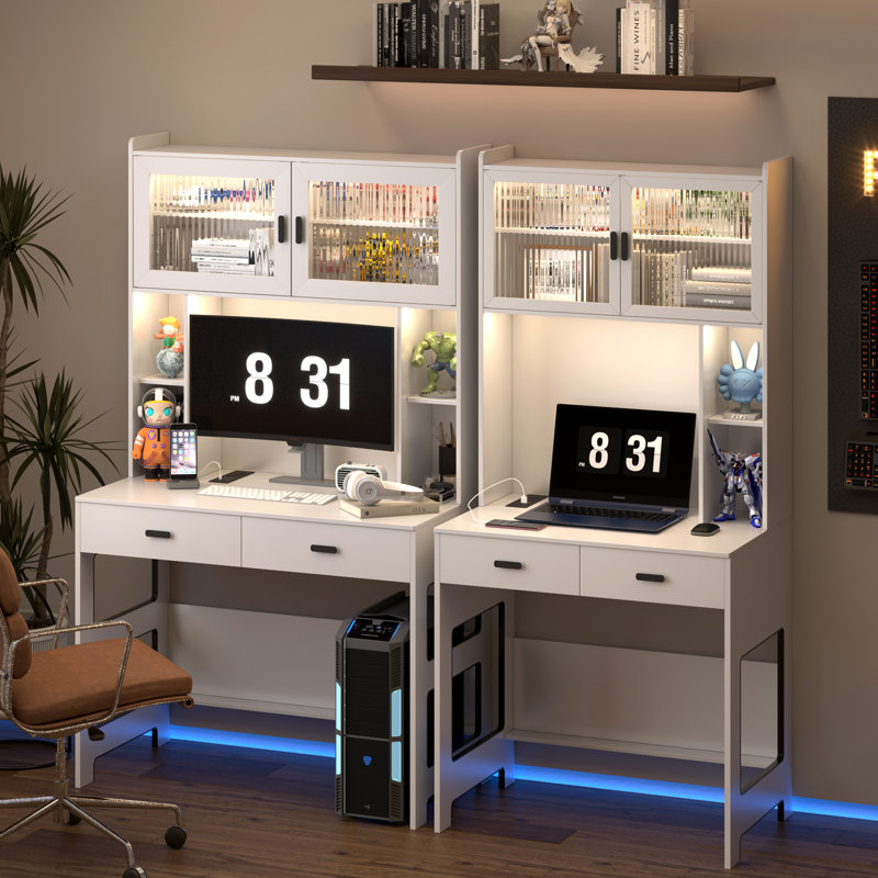 Latitude Run® Berwaldt 31.5'' W Rectangle Computer Desk with Hutch and ...