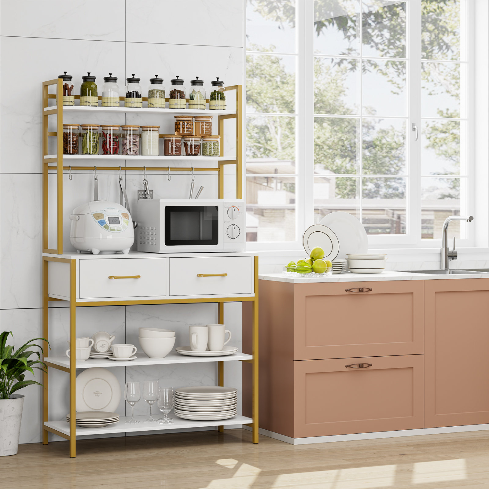 Willa Arlo™ Interiors Towerside 5 Tier Ladder Baker's Rack With 2 ...