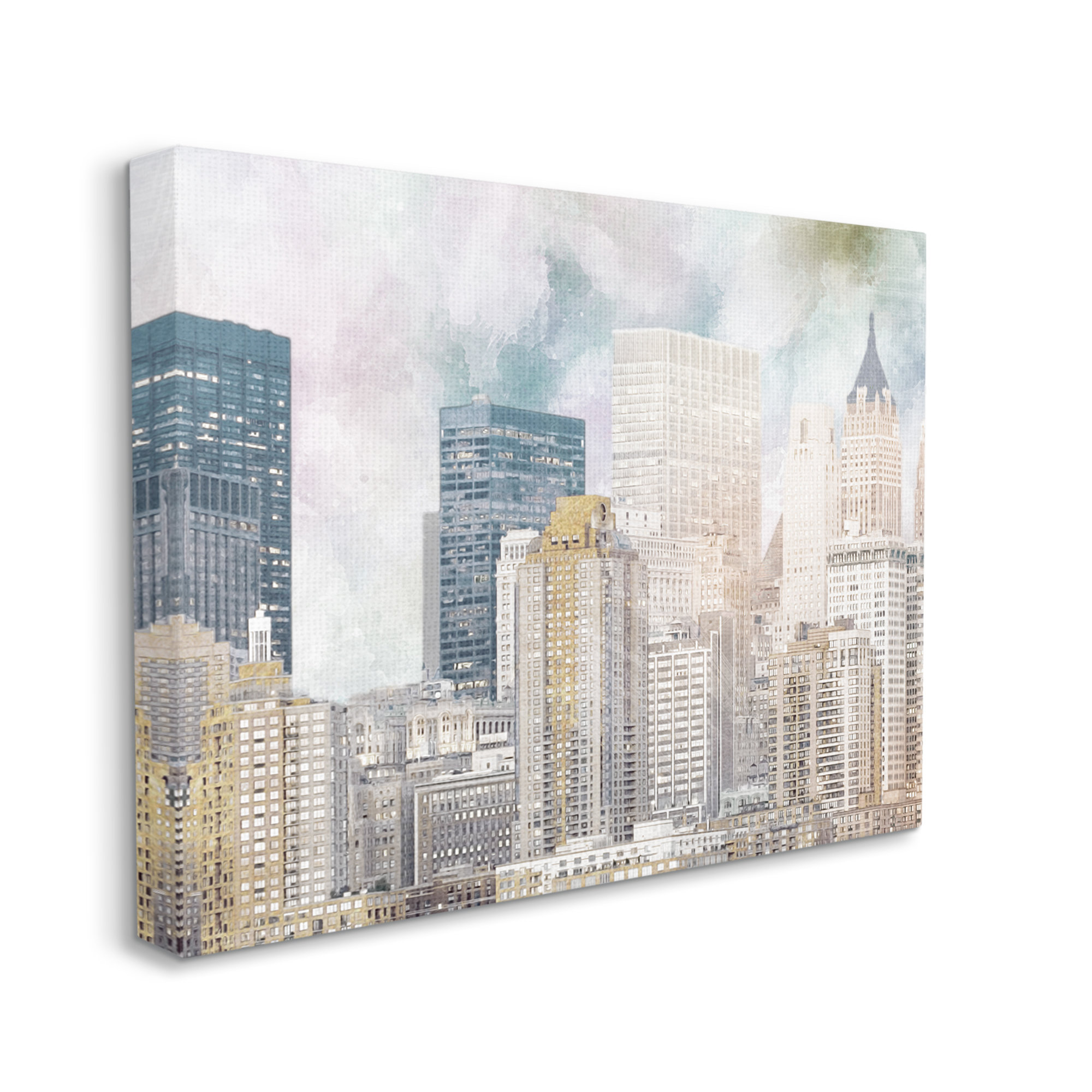 Stupell Industries Layered Pastel Cityscape Buildings City Skyline ...