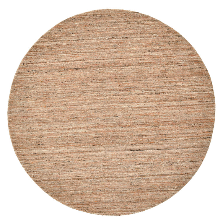 Theko Round Pure Solid Colour Hand Woven Hand Loomed Ocher Area Rug ...