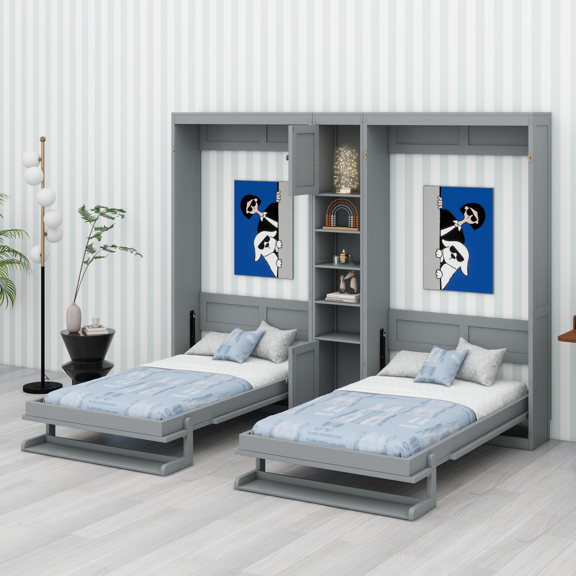 Hokku Designs Dual Murphy Beds With Cabinets And Shelves - Wayfair Canada
