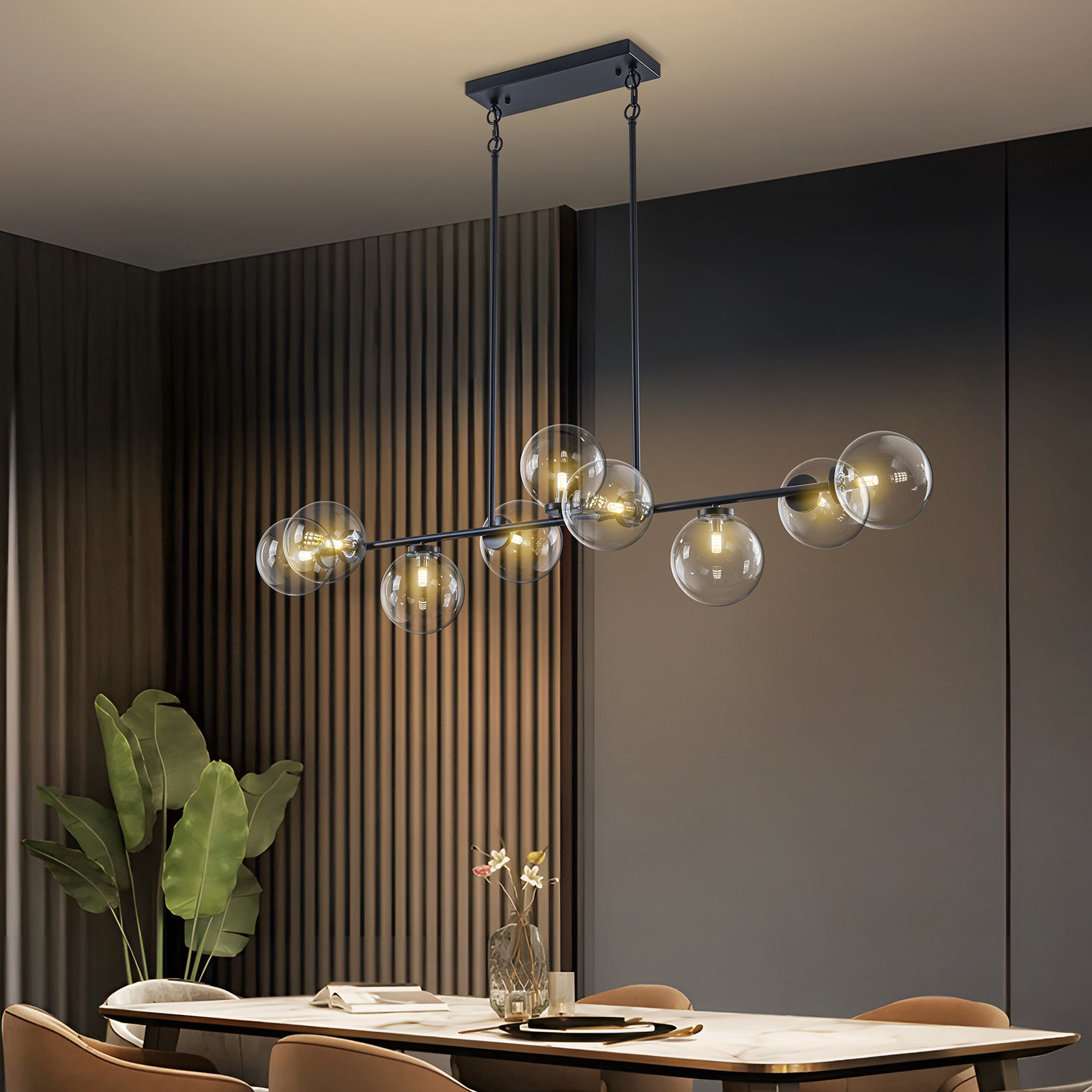 Wrought Studio™ Holmesfield 9 - Light Modern Dimmable Sputnik Linear ...