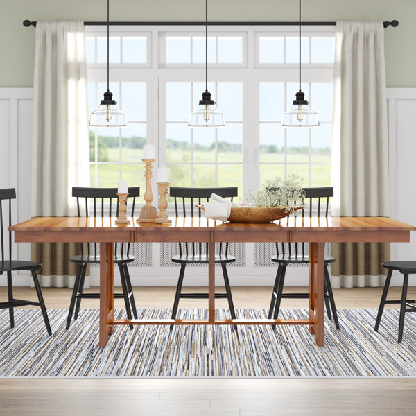 Lark Manor™ Alyaan Extendable Solid Wood Dining Table in Warm Amber ...