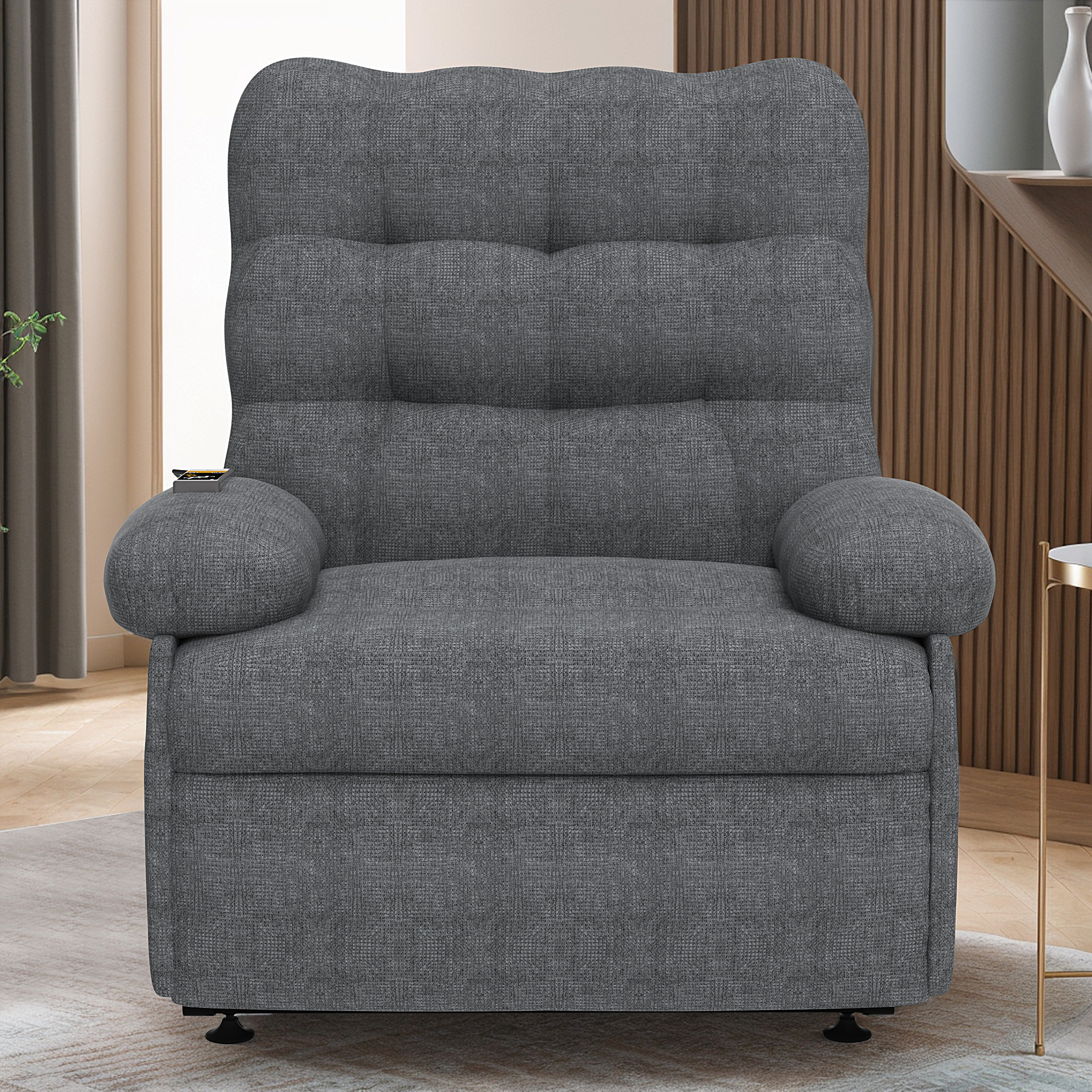 Latitude Run® Breathable Fabric Recliner With Remote Control And Side ...