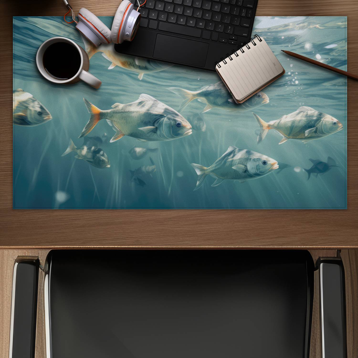 East Urban Home Swimming peacefully - 14.00"x24.25" Desk mat | Wayfair