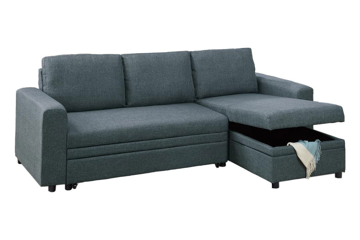 Latitude Run® Living Room Furniture Convertible Sectional Blue Color ...
