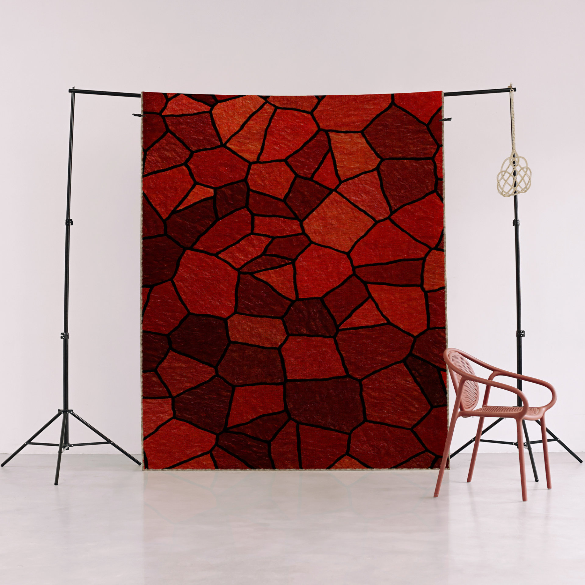 Orren Ellis Mira Red Themed Mixed Geometric Shape Marble Patterned ...
