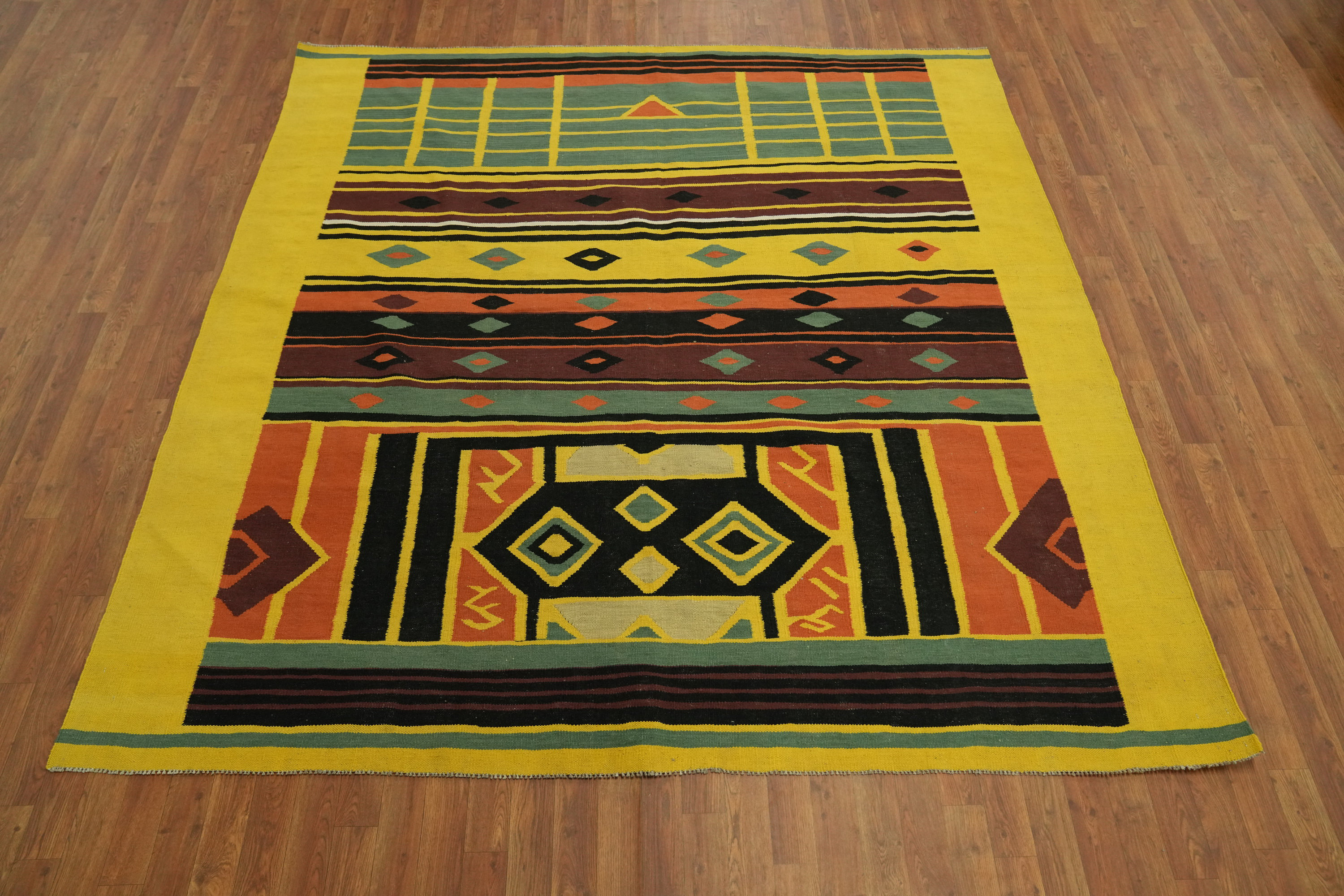 Bungalow Rose Wool Tribal Kilim Square Area Rug 8x8 | Wayfair
