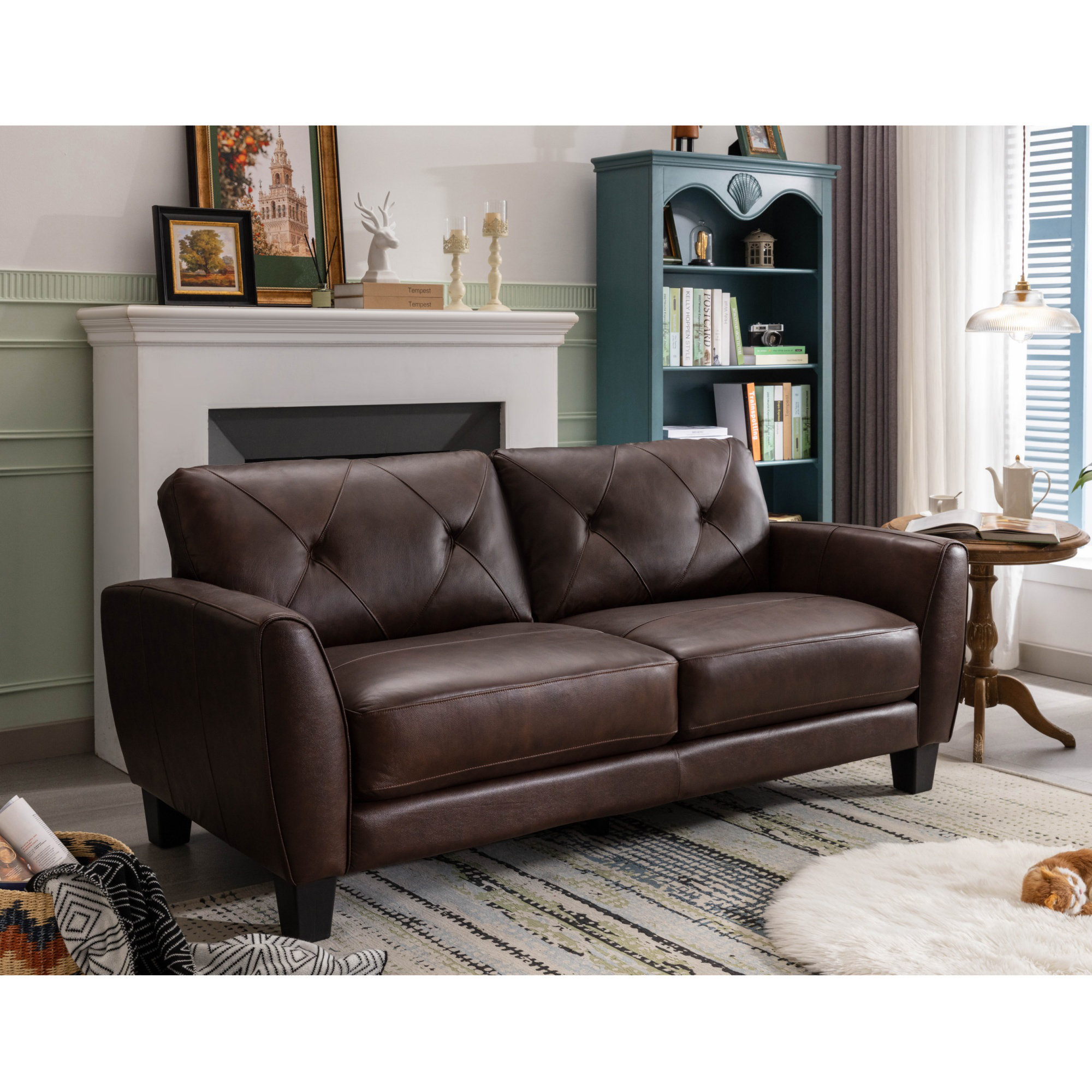 Lark Manor™ Ausonio 82'' Leather Match Flared Arms Sofa | Wayfair
