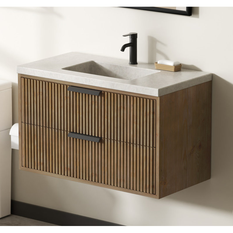 Maxbano Modern 36" Floating Bathroom Vanity with White Single Sink ...