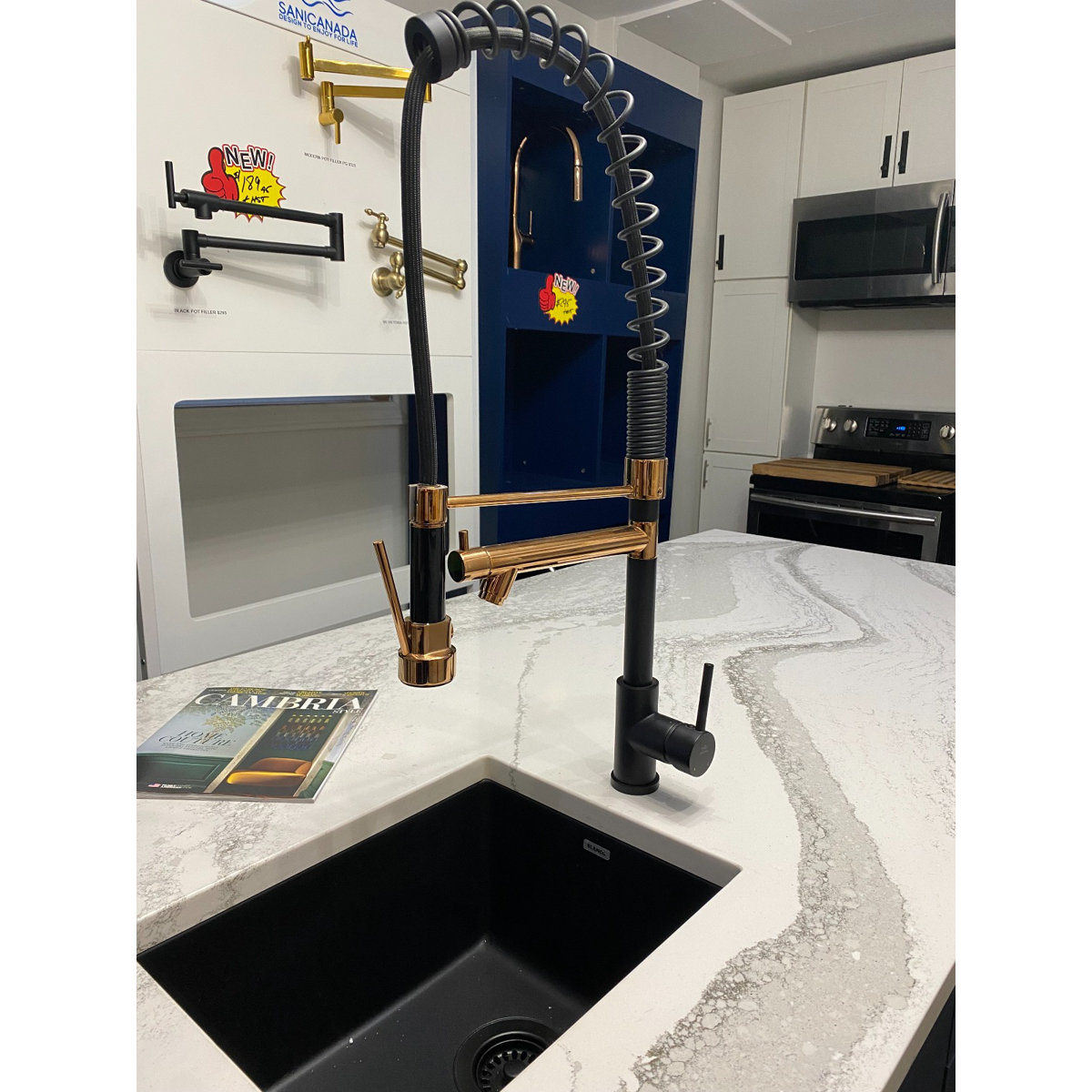 Sani Canada Rose Gold-black Industrial Chef Pot Filler & Kitchen Faucet ...