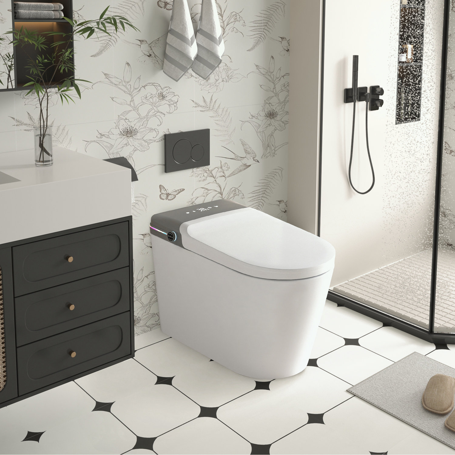 hanada Smart Bidet Toilet with Remote Control and LED Display | Wayfair