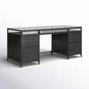 Four Hands Shadow Box Glass Executive Desk & Reviews | Perigold