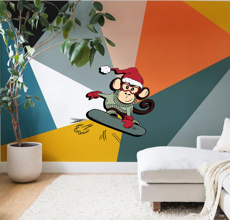 Trinx Snowboarding Monkey Wall Decal, Monkey Polygonal Wall Decal ...