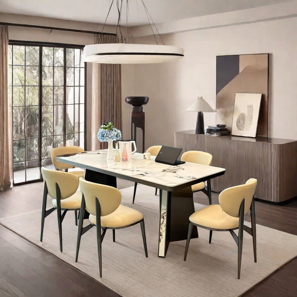 Animoe D Furniture Rectangular rock plate dining table and chair | Wayfair