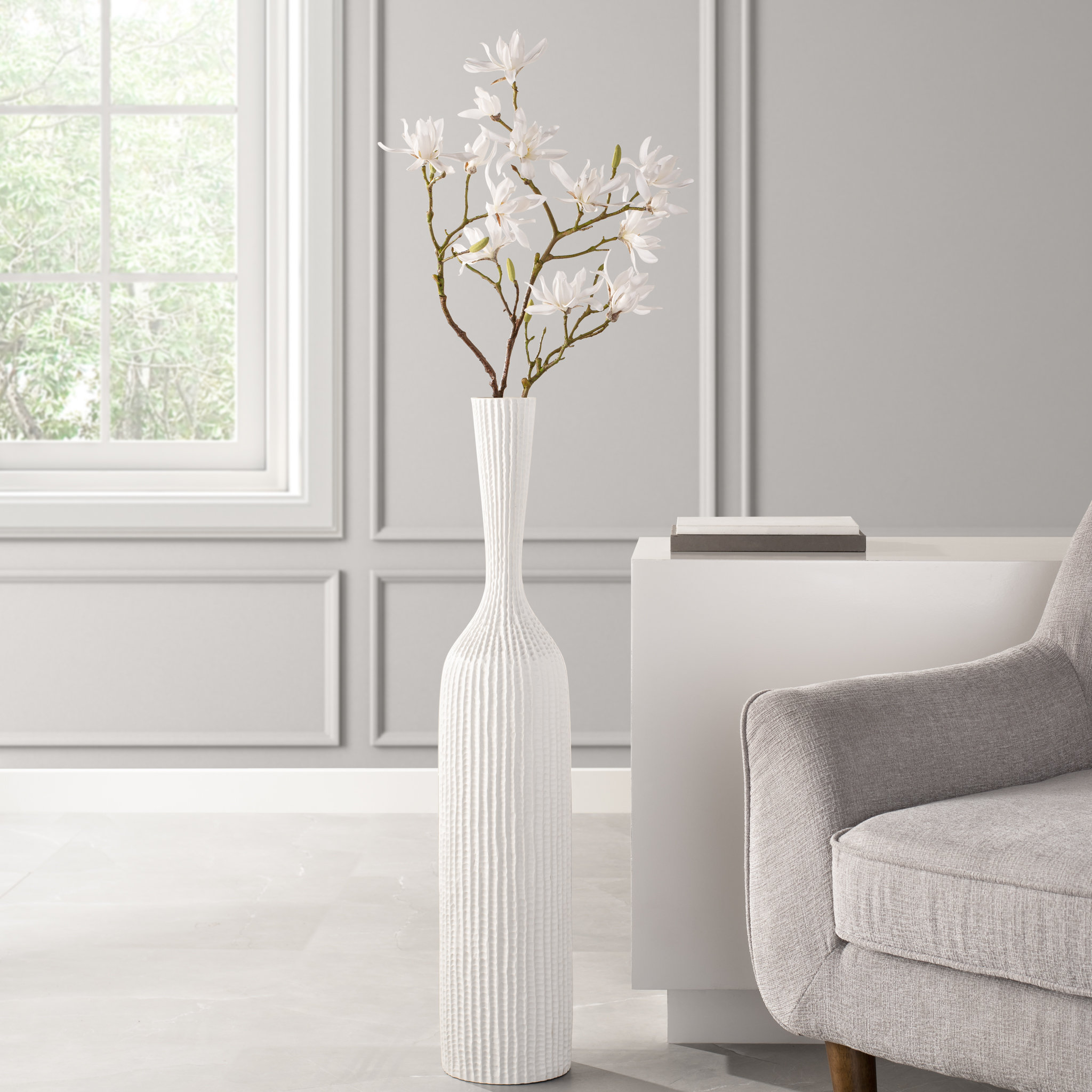 Rosecliff Heights Hepp White Resin Table Vase - Wayfair Canada