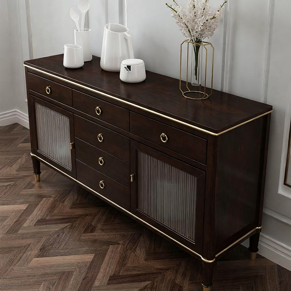 Rosdorf Park Dark Walnut Solid Wood Sideboard | Wayfair
