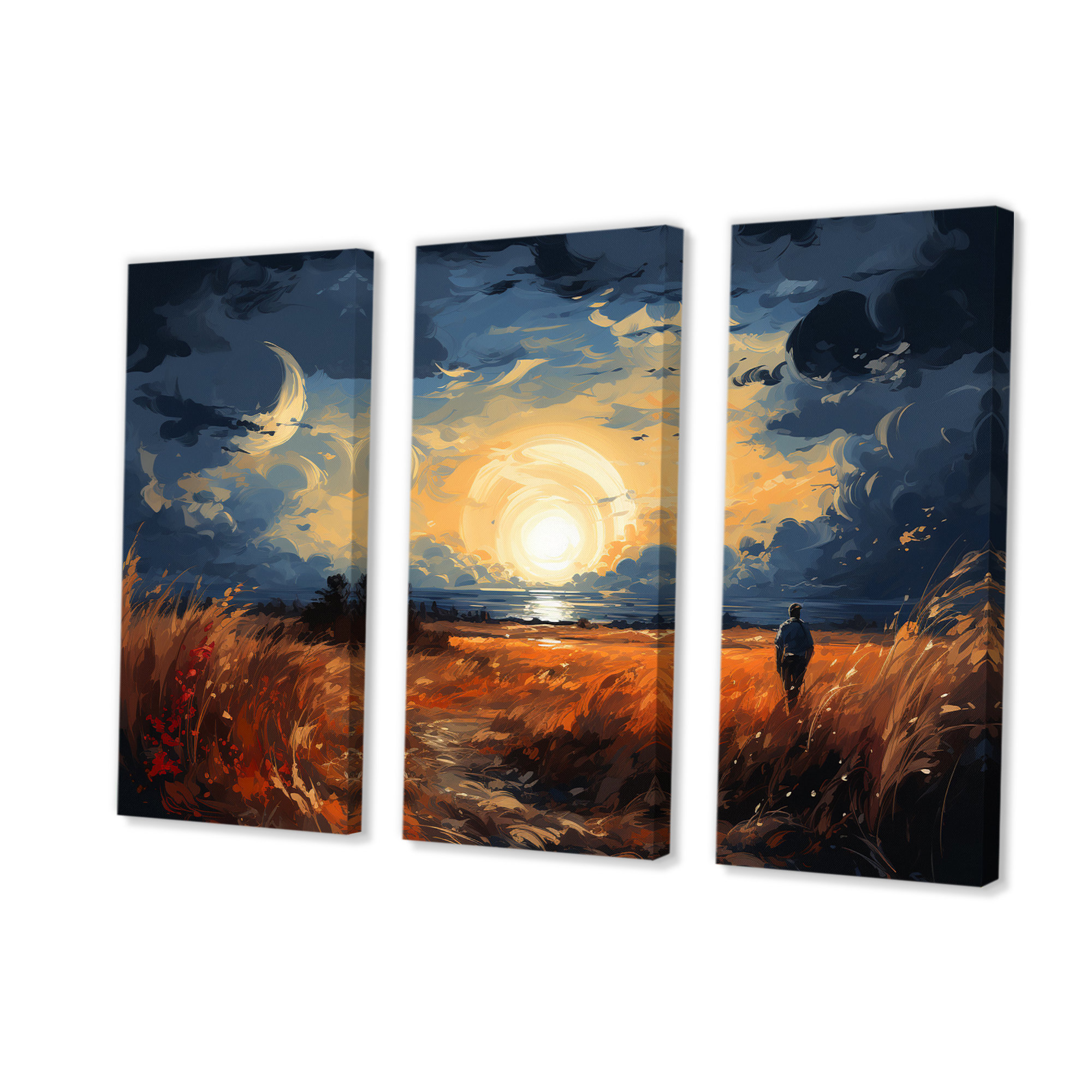 Design Art Wheatfield Sunset Romance Rural Farmland Love II - Meadow ...