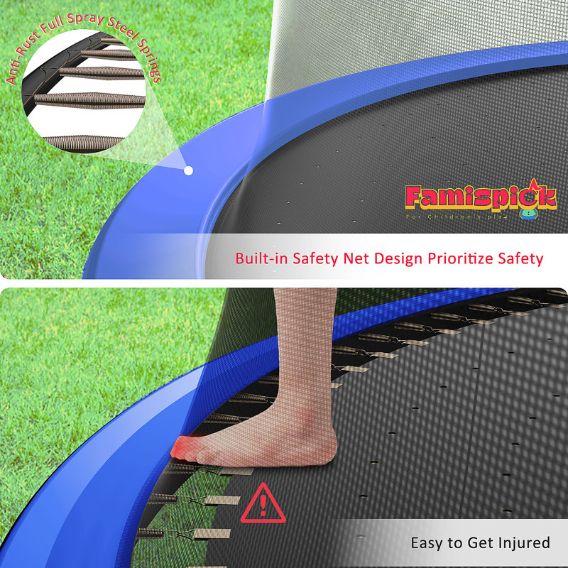 Famispick 12FT Round Backyard Trampoline with Safety Enclosure ...