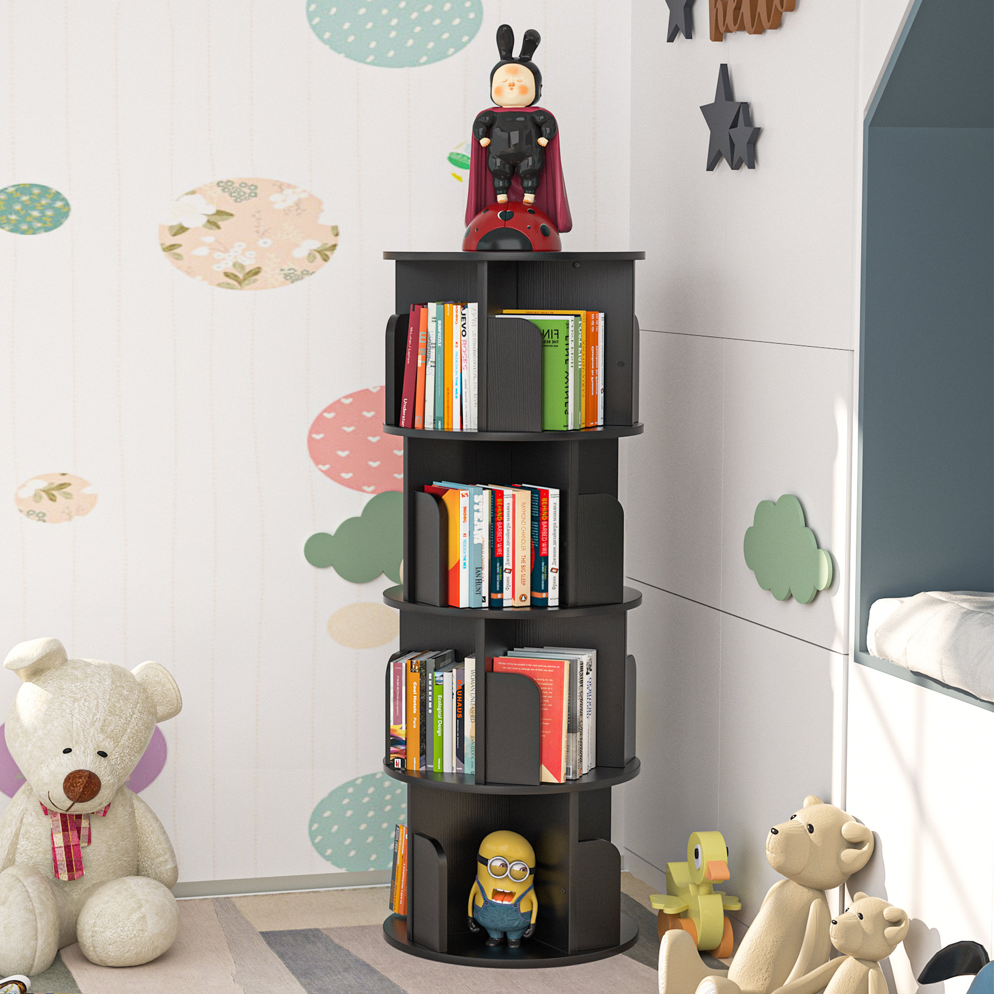 Latitude Run® Rotating Bookshelf, Small Corner Bookshelf For Small ...
