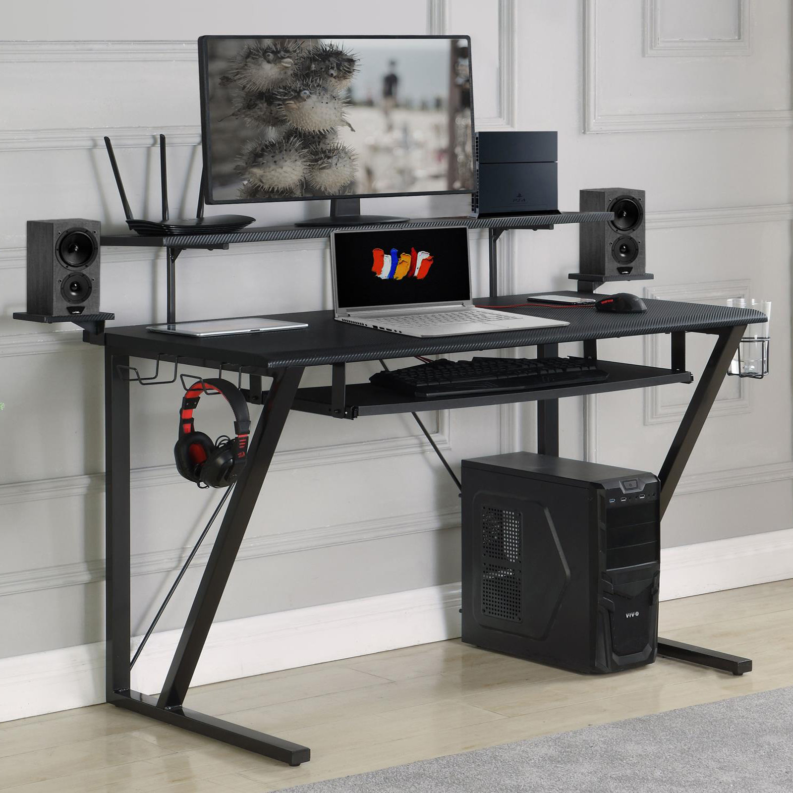 Inbox Zero Maliek 59.1'' W Rectangle Computer Desk in Black | Wayfair