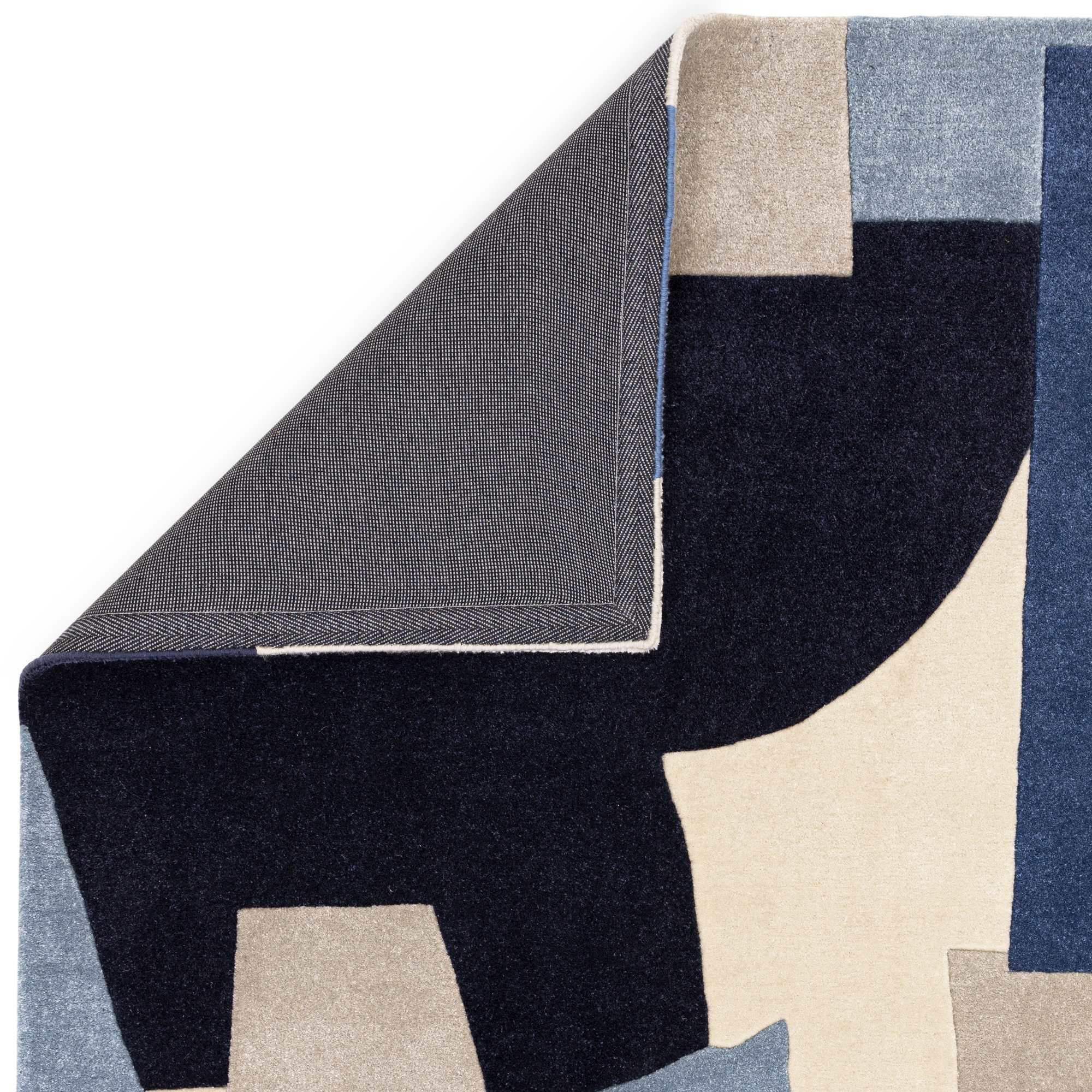 Isabelline Atticus Abstract Hand Tufted Recycled P.E.T Blue Area Rug ...
