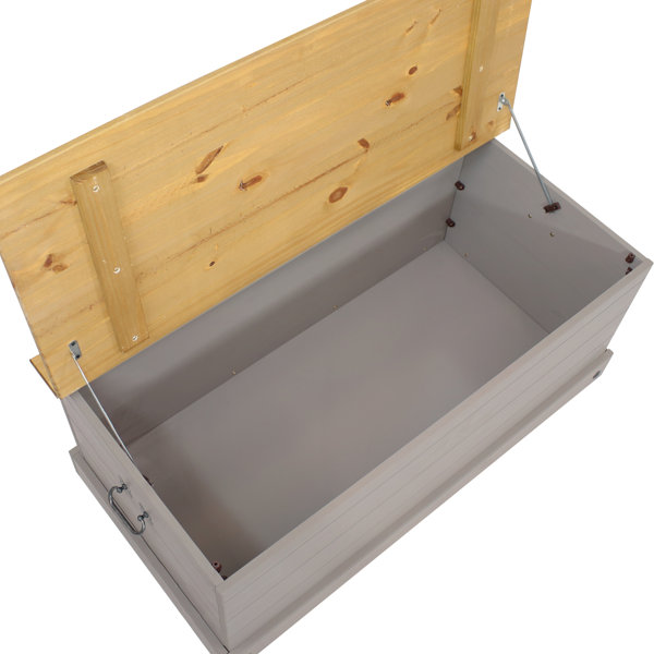 Gracie Oaks Chanab Rectangular Pine Wood Farmhouse Indoor Storage Chest ...