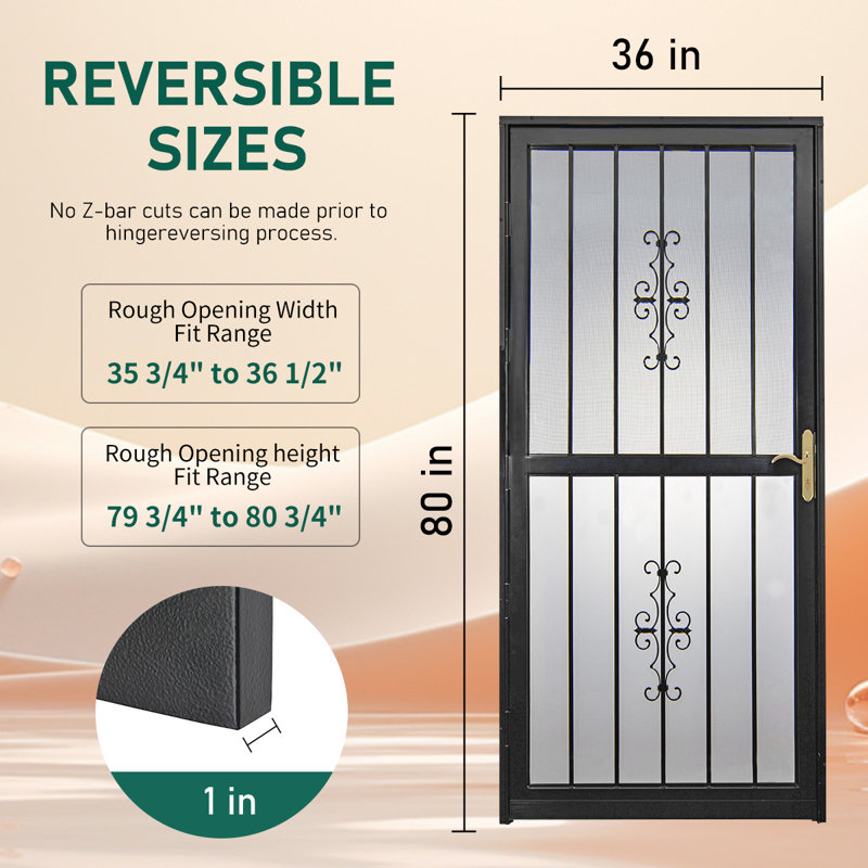 Grisham 36'' x 80'' Steel Screen Security Storm Doors | Wayfair